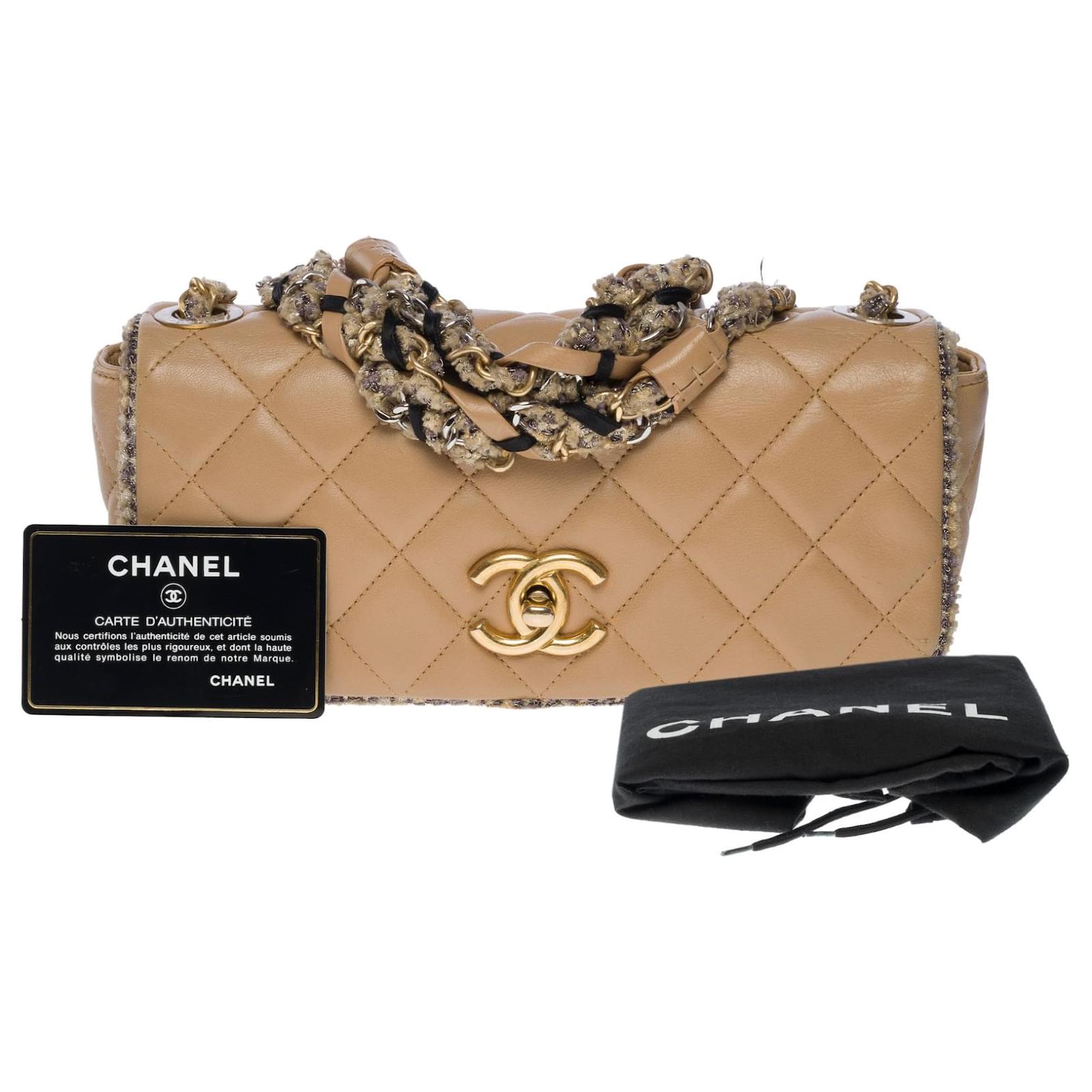 Chanel Classique Full flap limited edition handbag in beige quilted ...
