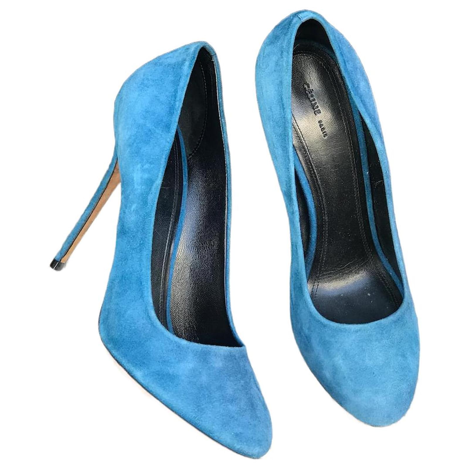 Céline CELINE Heels T.eu 39.5 Suede Blue ref.824488 - Joli Closet
