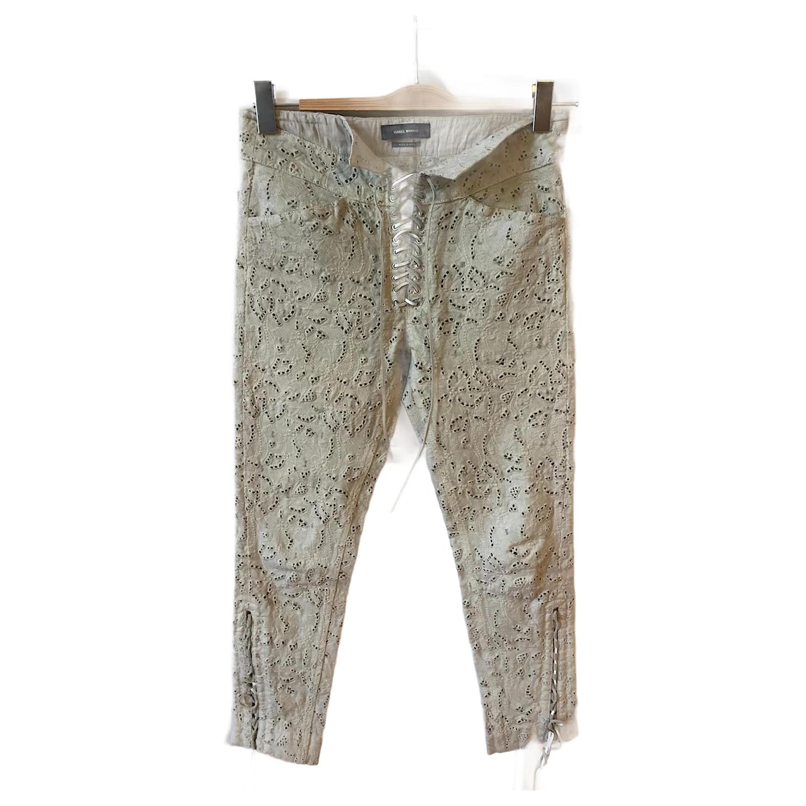 ISABEL MARANT Pantalon T.International S Synthétique Beige ref.826188 ...