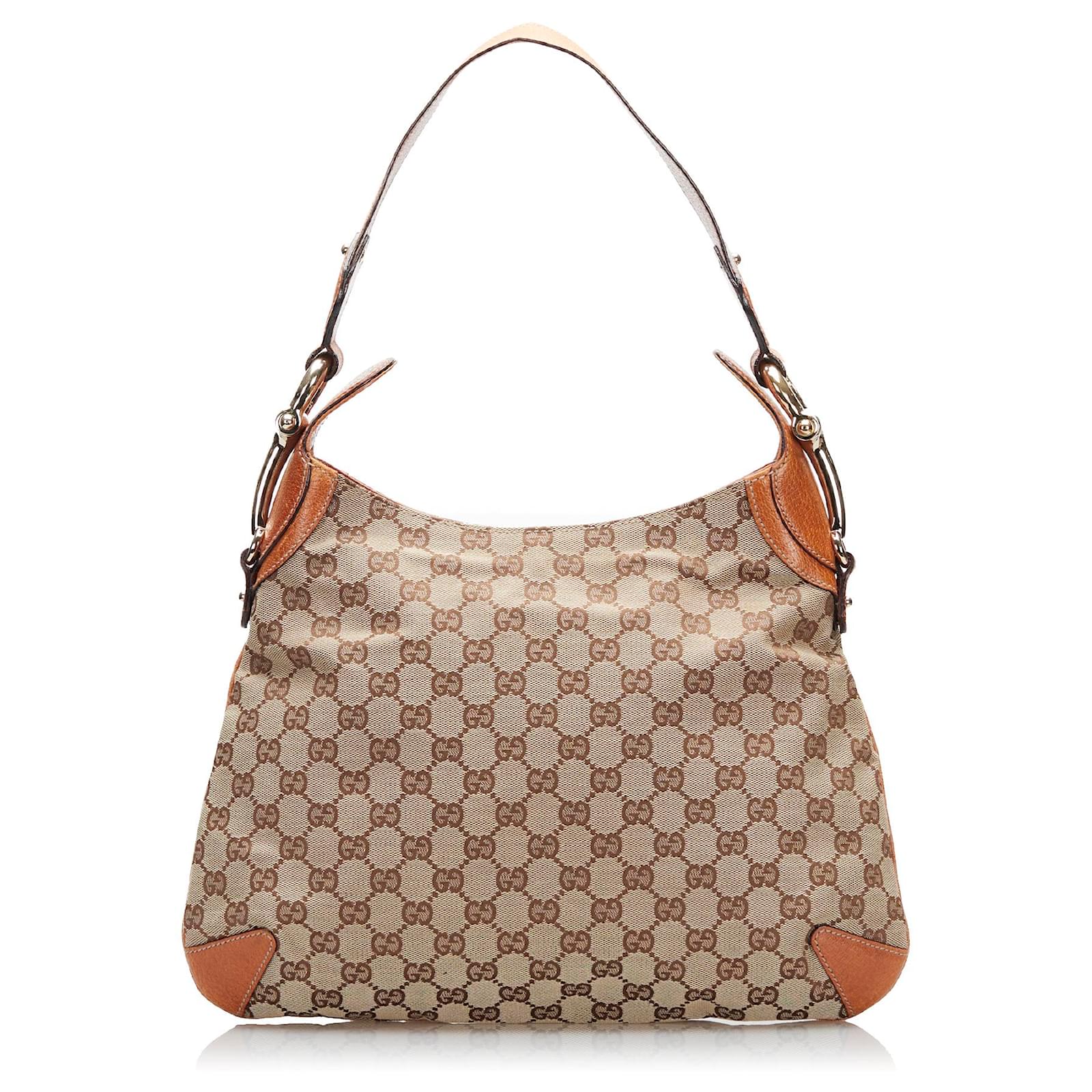 Gucci Brown GG Canvas Creole Shoulder Bag Leather Cloth Pony-style ...