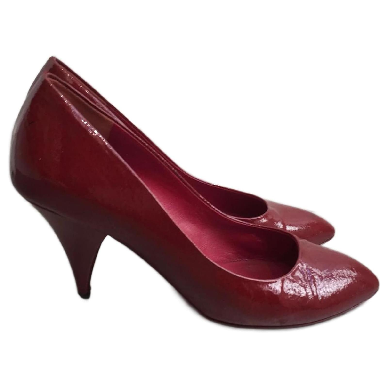 YVES SAINT LAURENT Talons T.EU 38 Cuir Rouge ref.827311 - Joli Closet