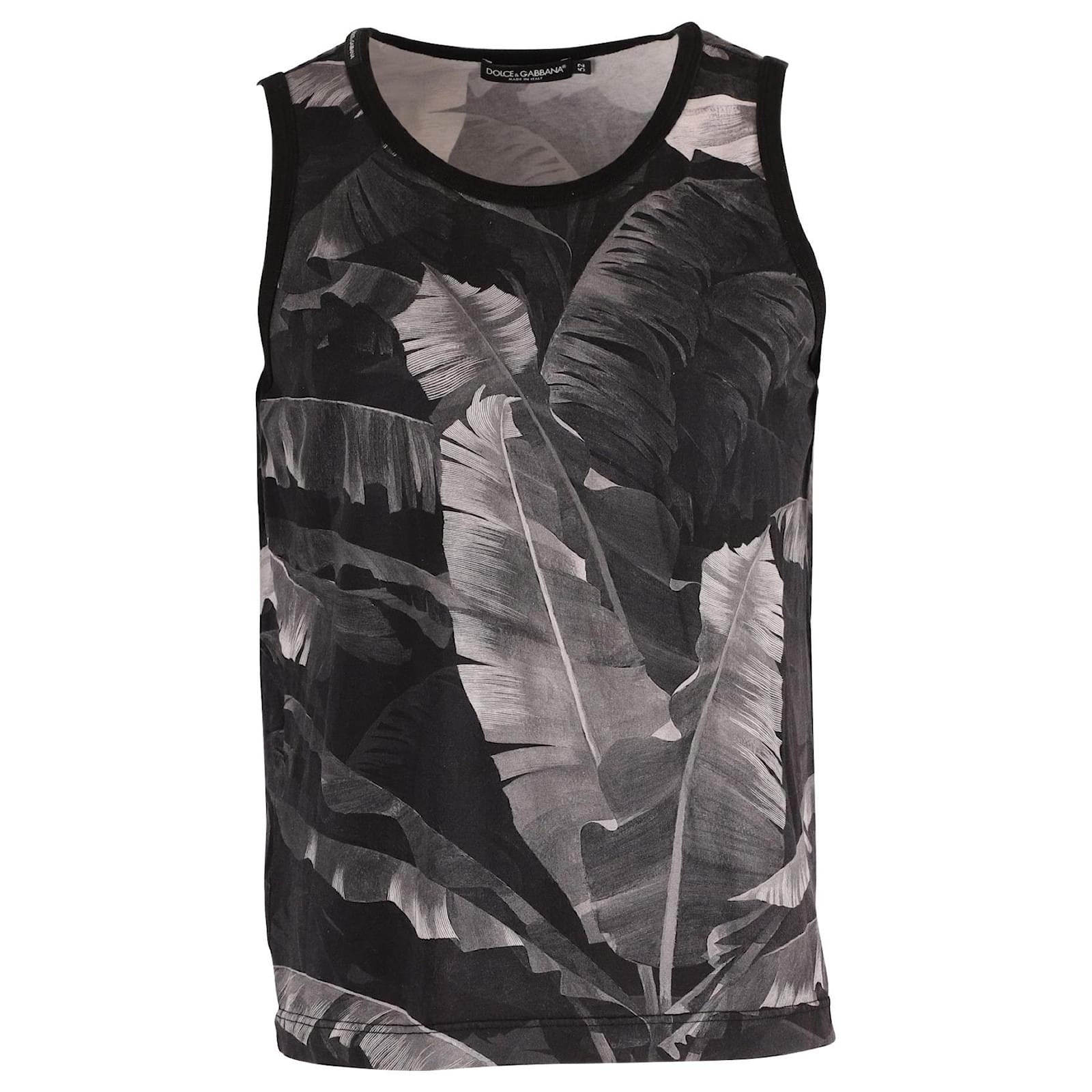 Dolce & Gabbana Débardeur à encolure dégagée imprimé en coton noir ref ...