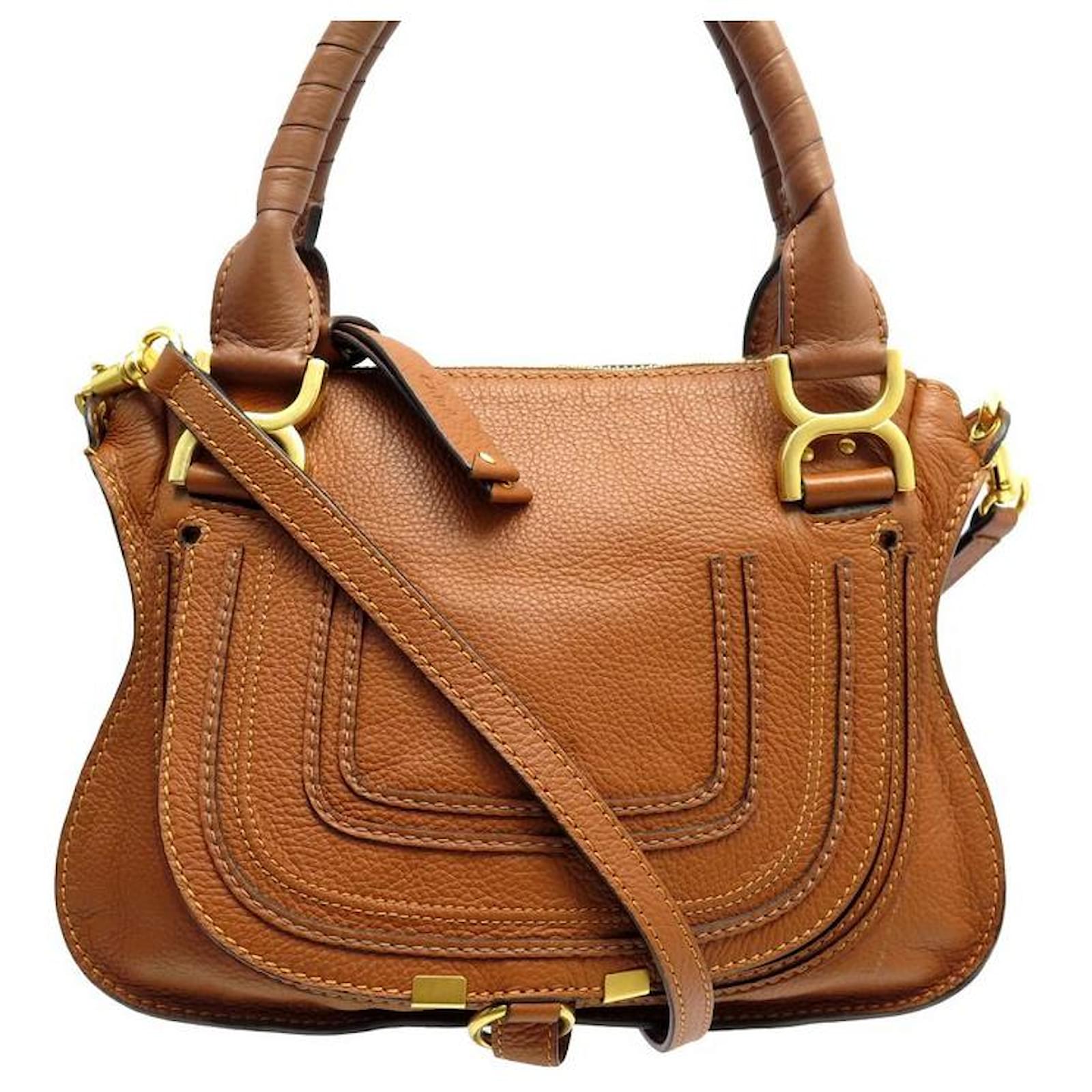 Chloé NEW CHLOE MARCIE PM BANDOULIERE HANDBAG IN CAMEL LEATHER PURSE ...