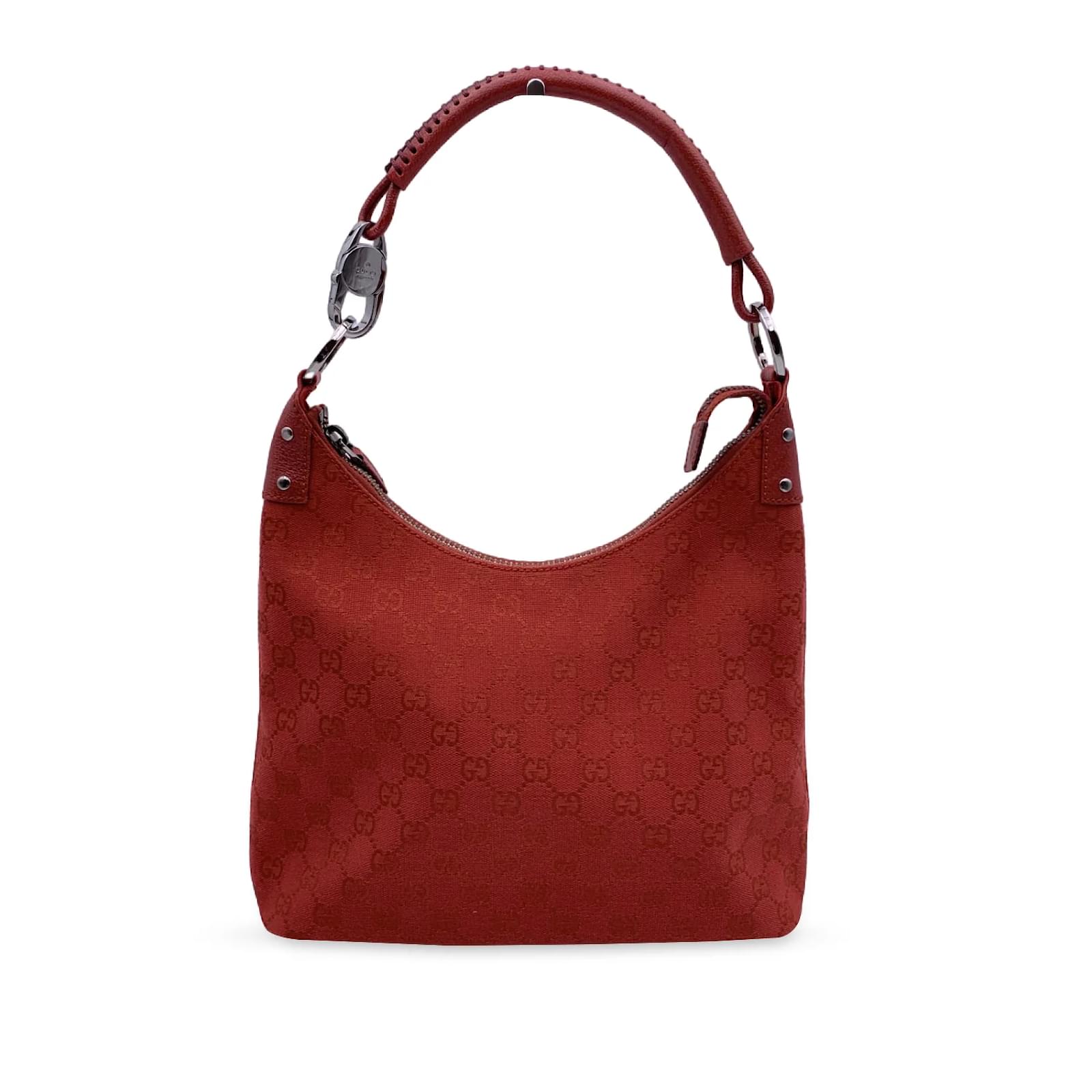 Gucci Red Monogram Canvas Hobo Shoulder Bag Tote Cloth ref.832752 ...
