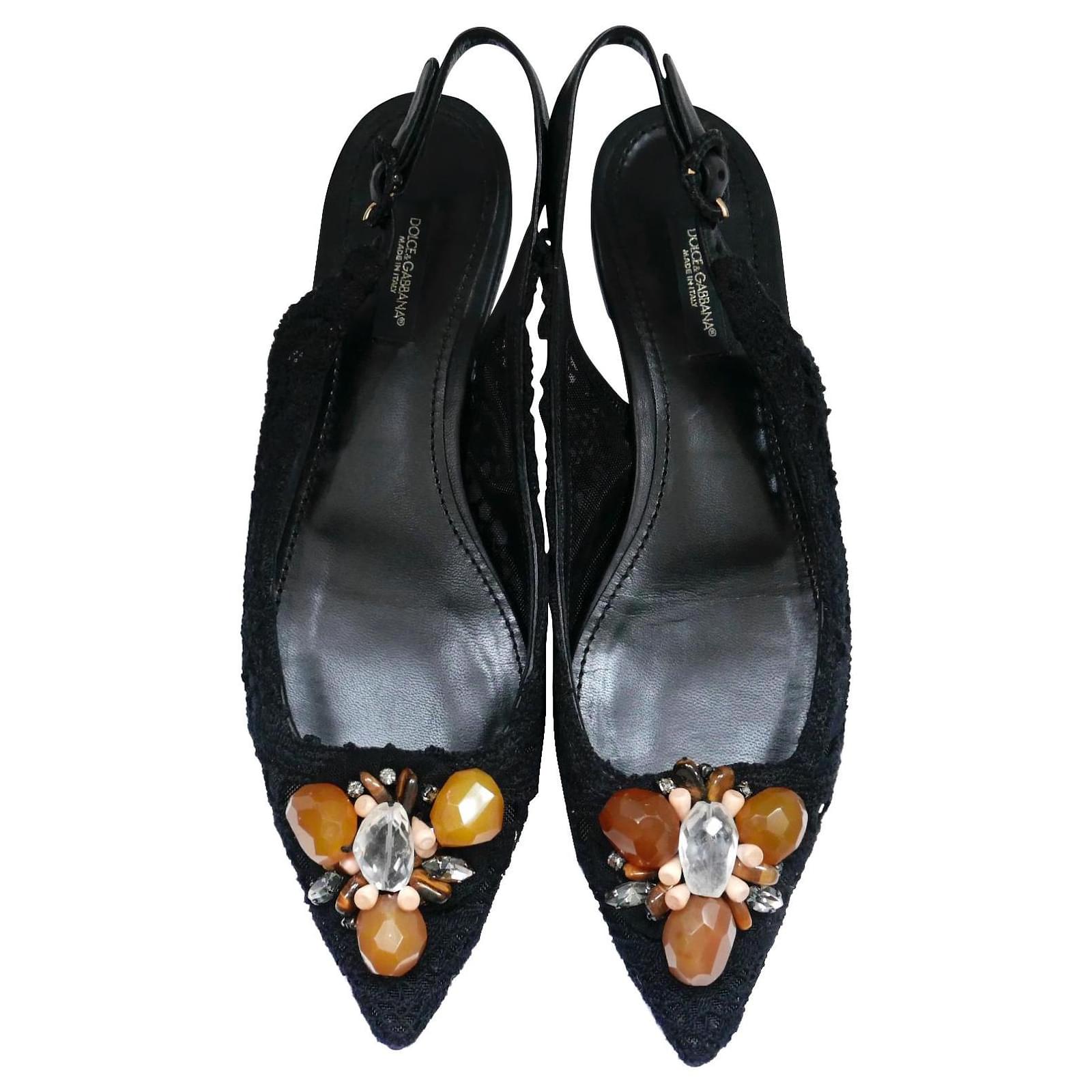 Dolce & Gabbana embellished lace flats Black ref.833130 - Joli Closet