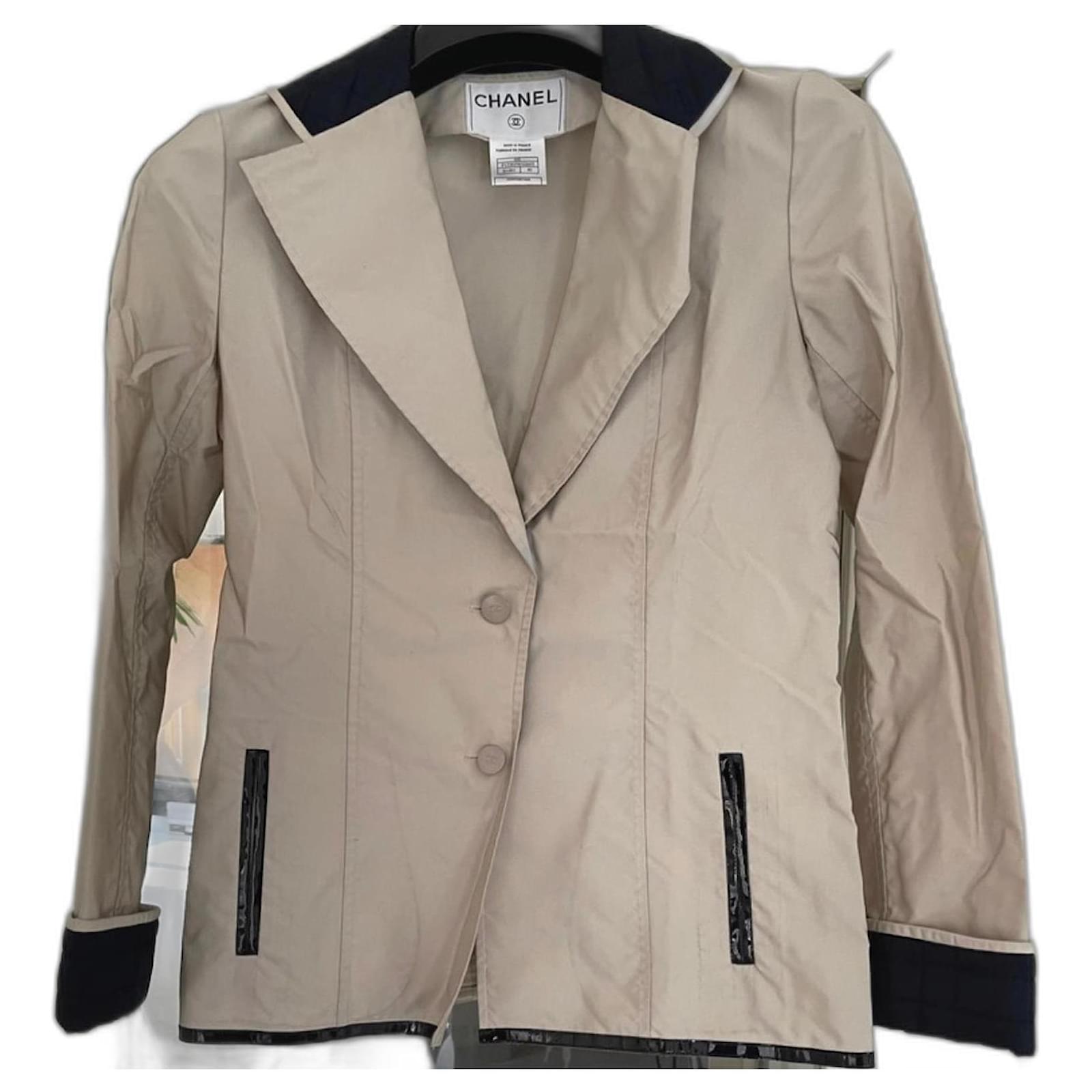 Chanel 2000 COLLECTION JACKET / BLAZER 00T Black Beige Cotton Polyamide ...