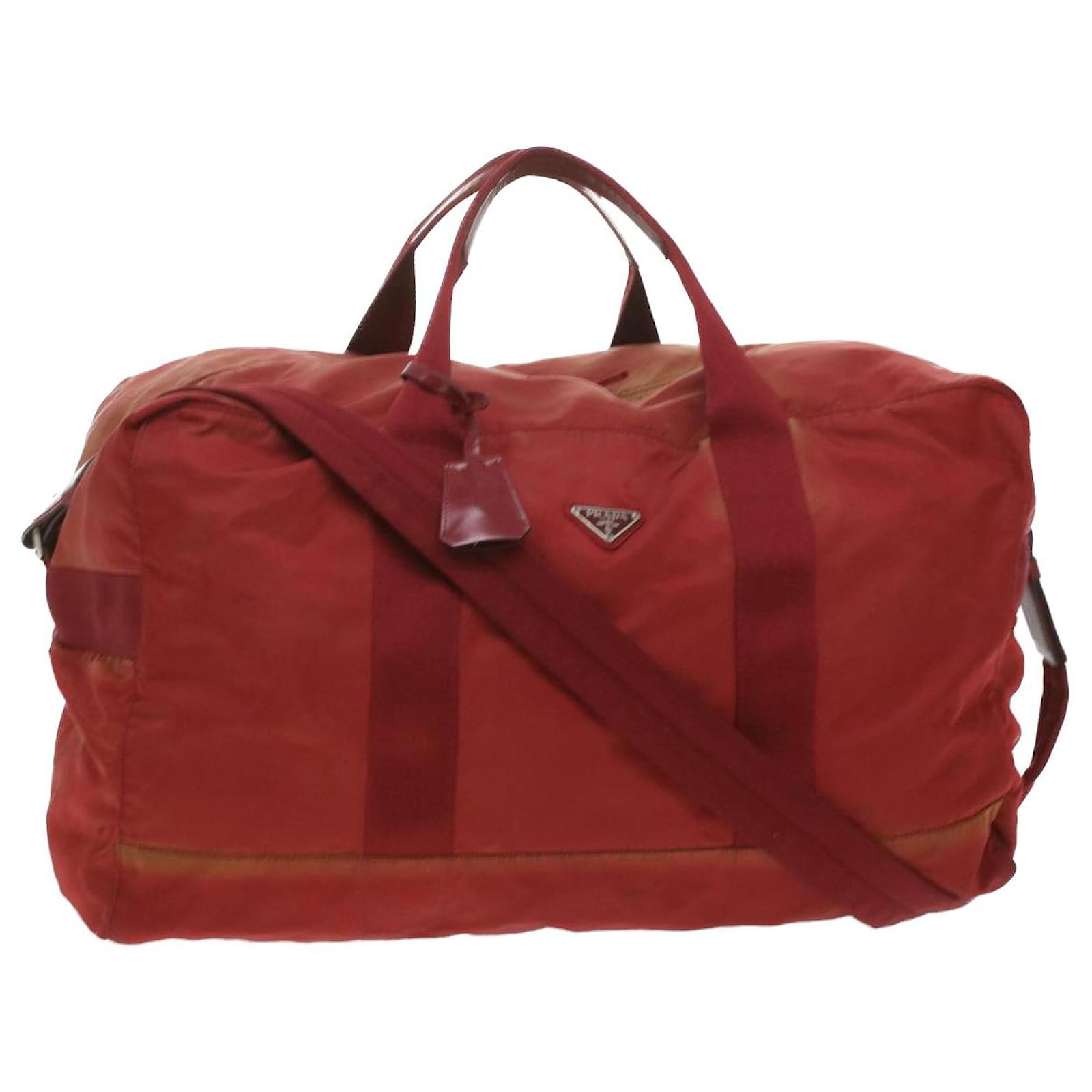 PRADA Boston Bag Nylon 2way Red Auth yk6016 ref.833488 - Joli Closet