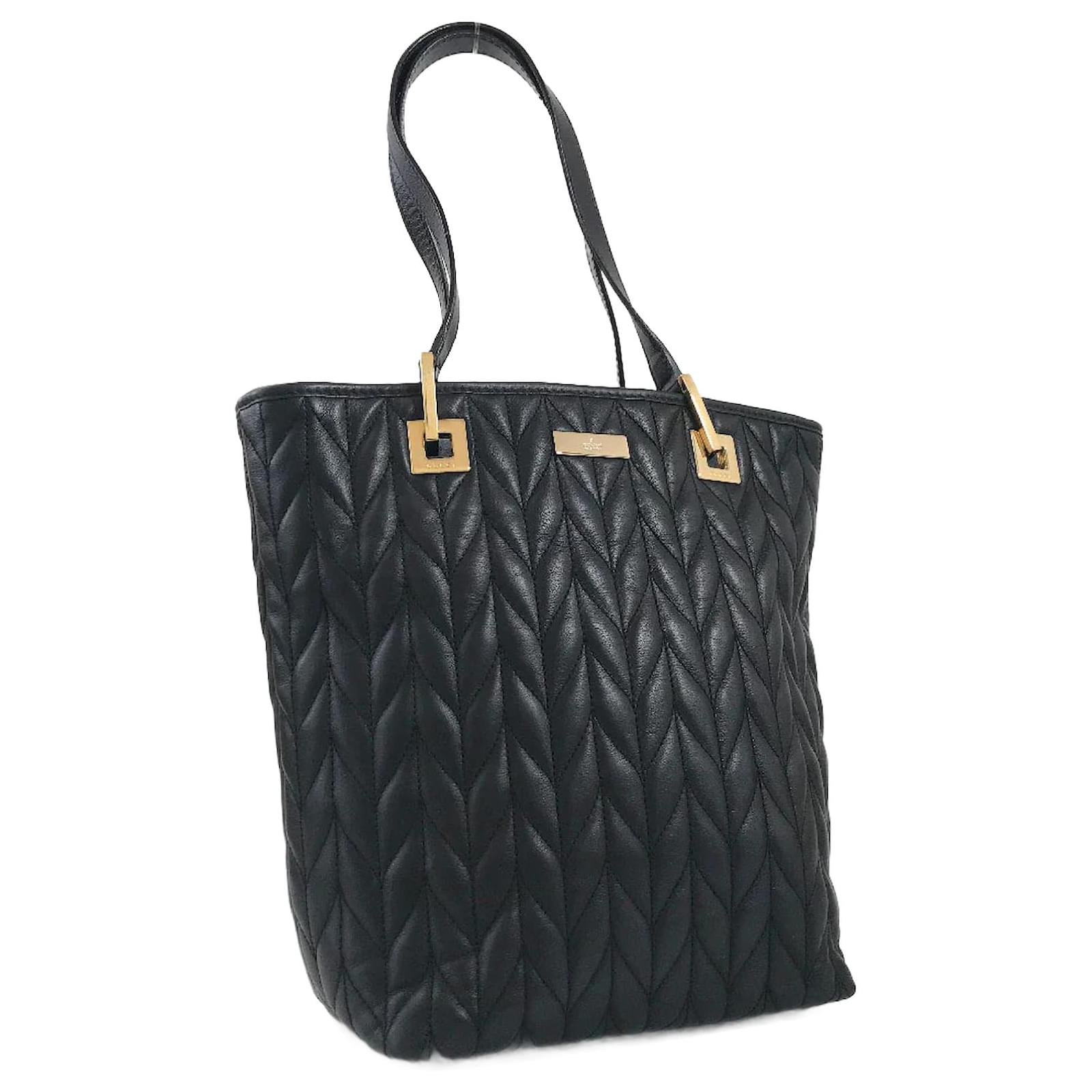 Gucci Quilted Leather Tote Bag 002 1099 Black Pony-style calfskin ref ...