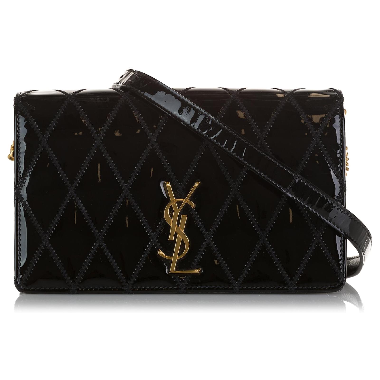 Saint Laurent Black Patent Angie Chain Bag Leather Patent leather ref ...