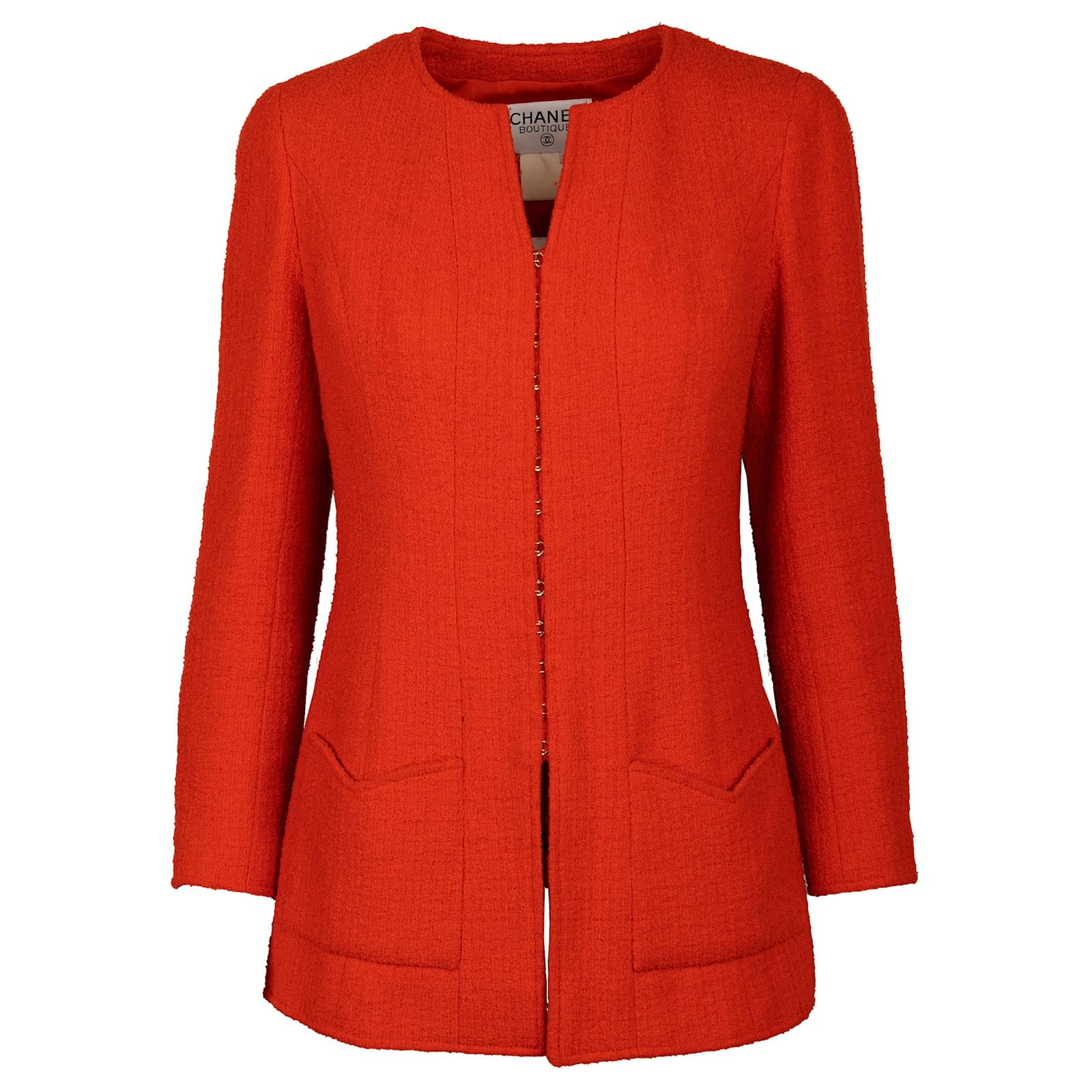 Chanel Red Tweed Jacket Wool ref.835812 - Joli Closet