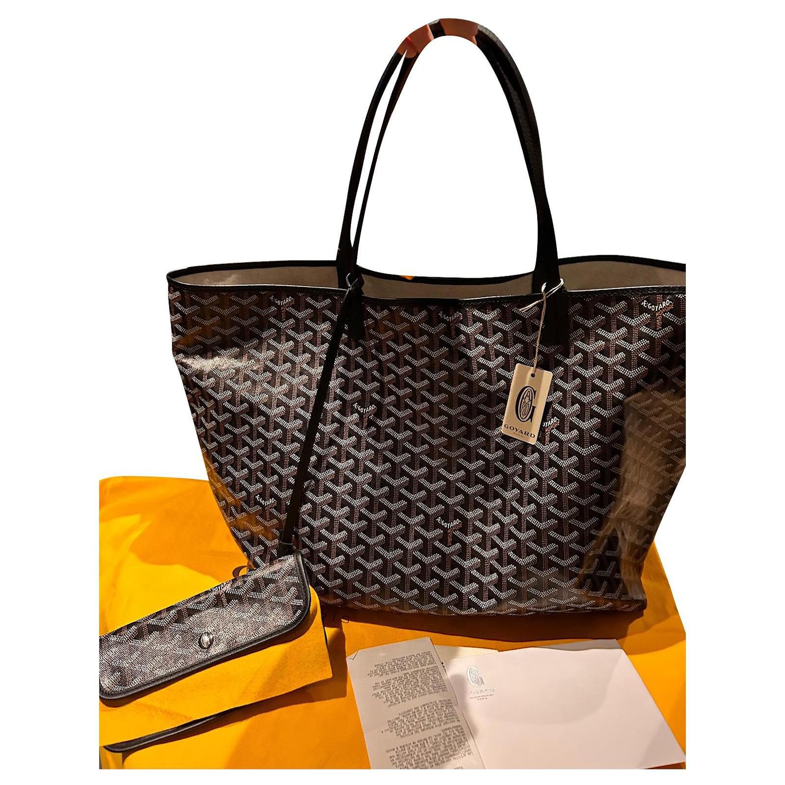 Goyard Saint Louis large model Black Beige Dark brown Leather Cloth ref ...