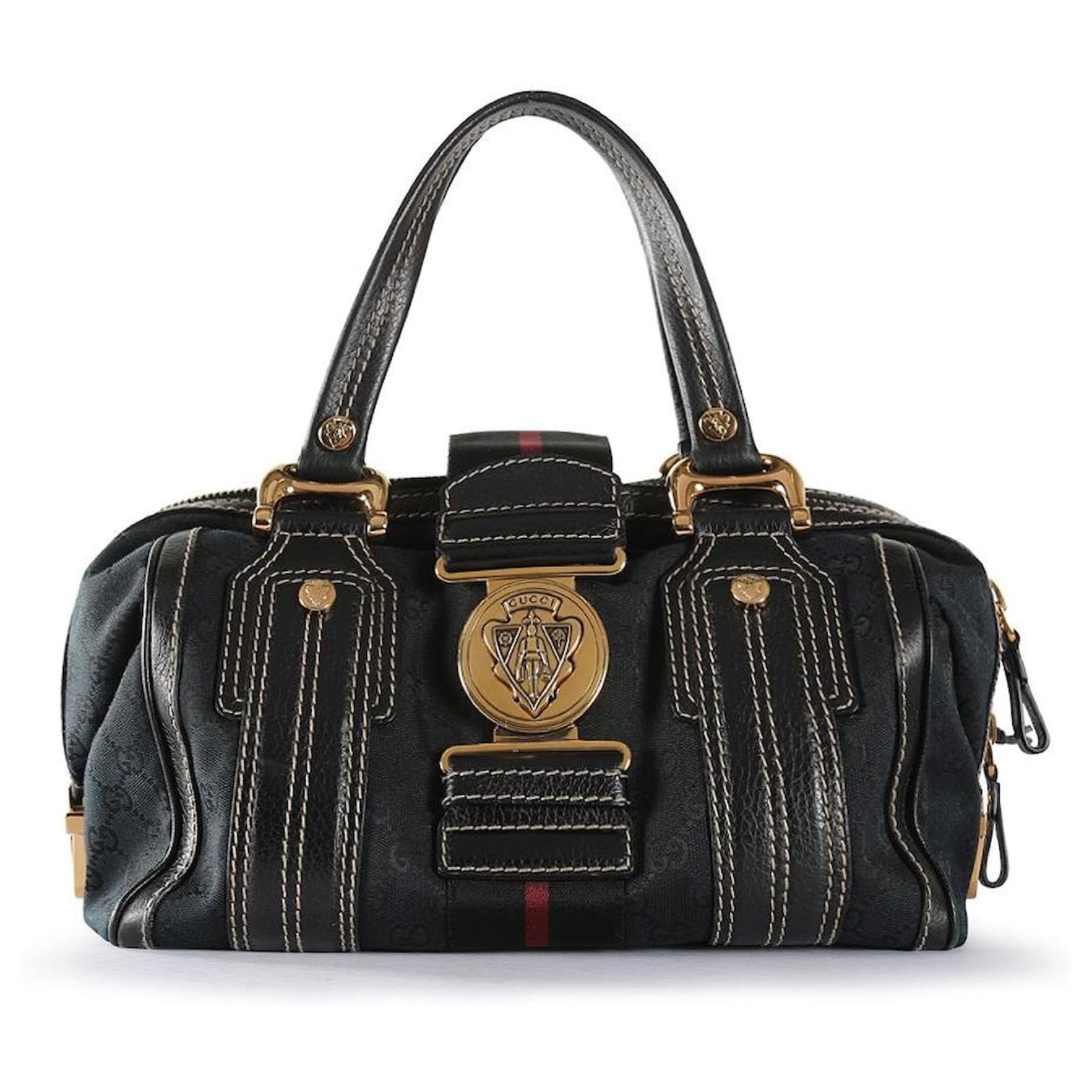 Gucci Black GG Canvas & Leather Aviatrix Boston Bag Cloth ref.839533 ...