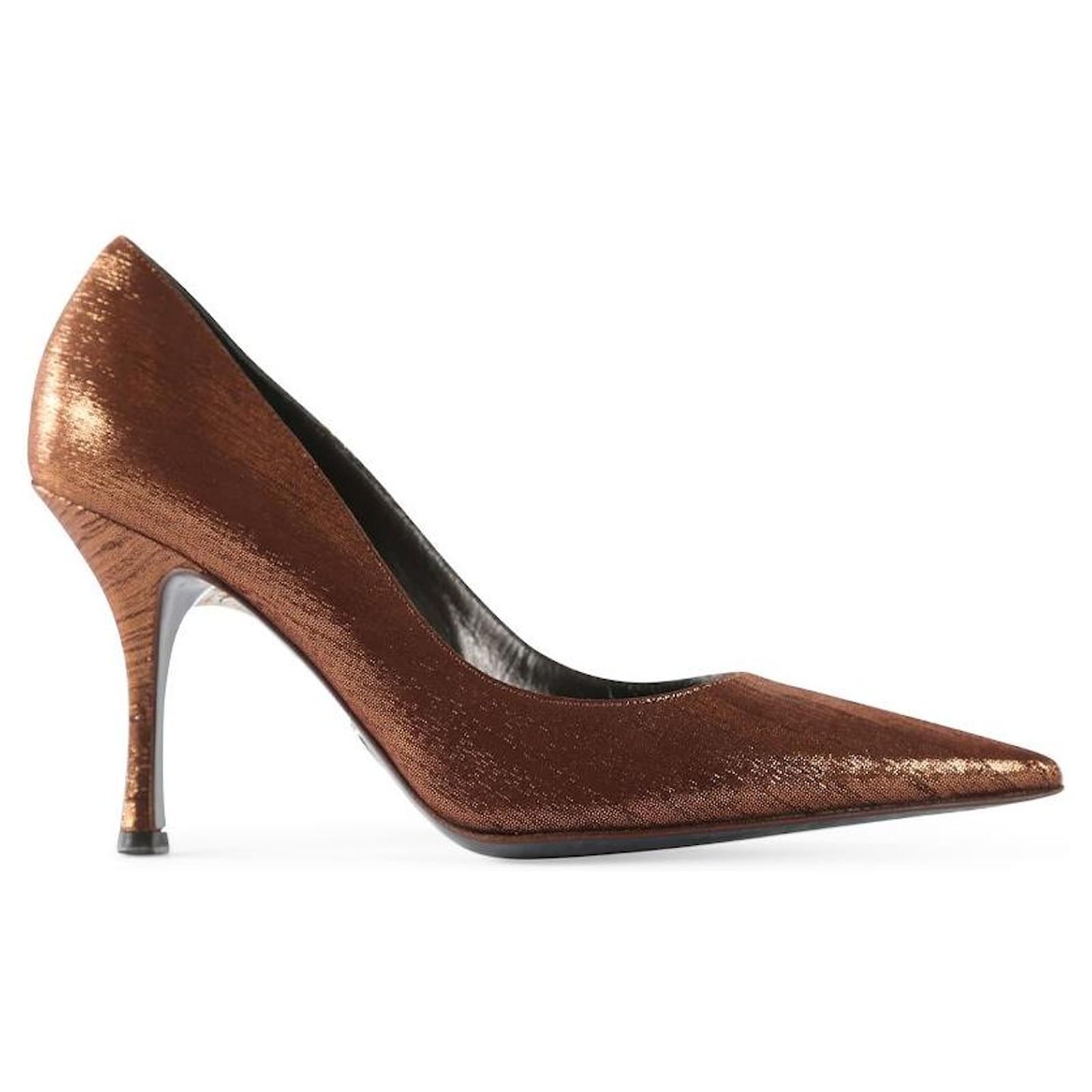 Dolce & Gabbana Metallic Bronze Glittery Fabric Pointy Toe Pumps Suede ...