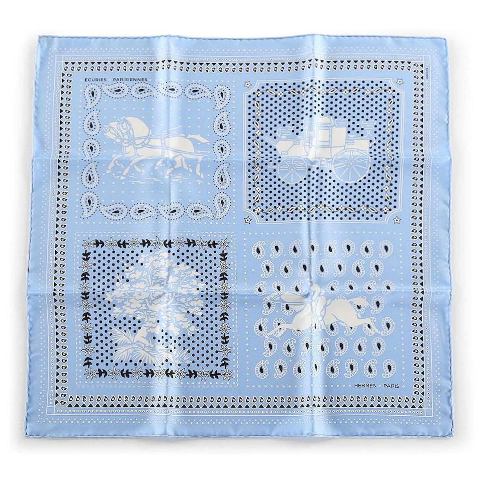 Hermès Hermes Light Blue & White Silk Ecuries Parisiennes Square Scarf ...