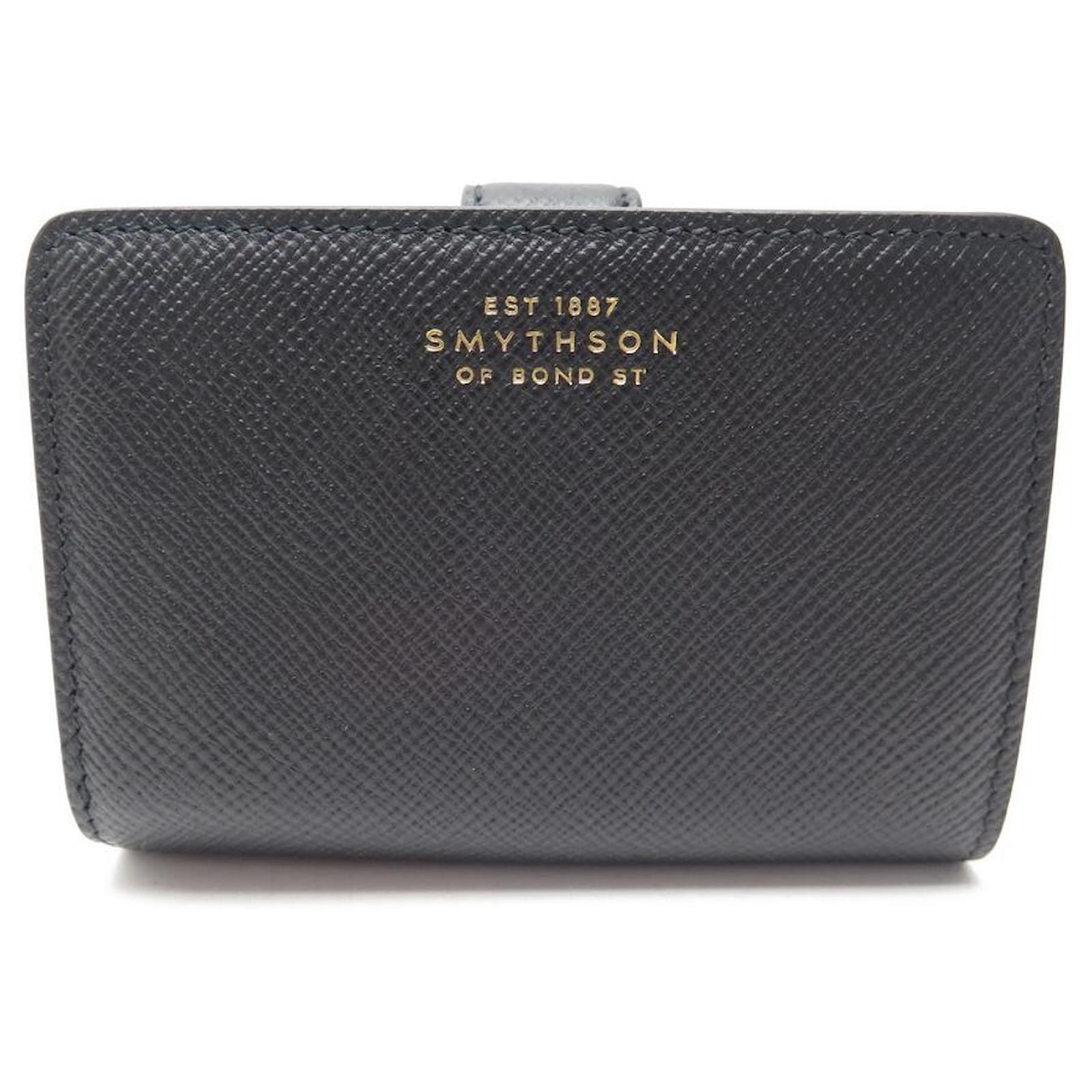 NEW SMYTHSON WALLET CONTINENTAL PANAMA BLACK WALLET PURSE Leather ref ...