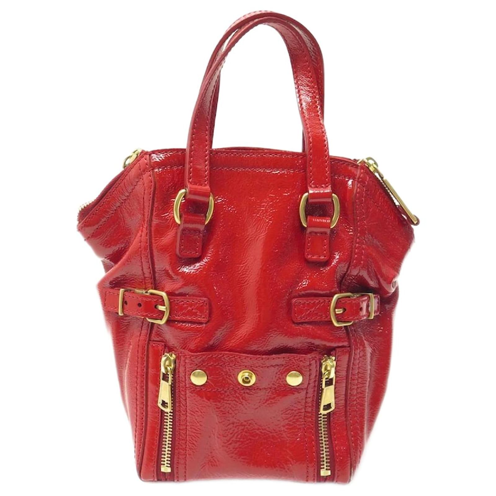 NEUF SAC A MAIN YVES SAINT LAURENT MINI DOWNTOWN CUIR VERNIS ROUGE ...