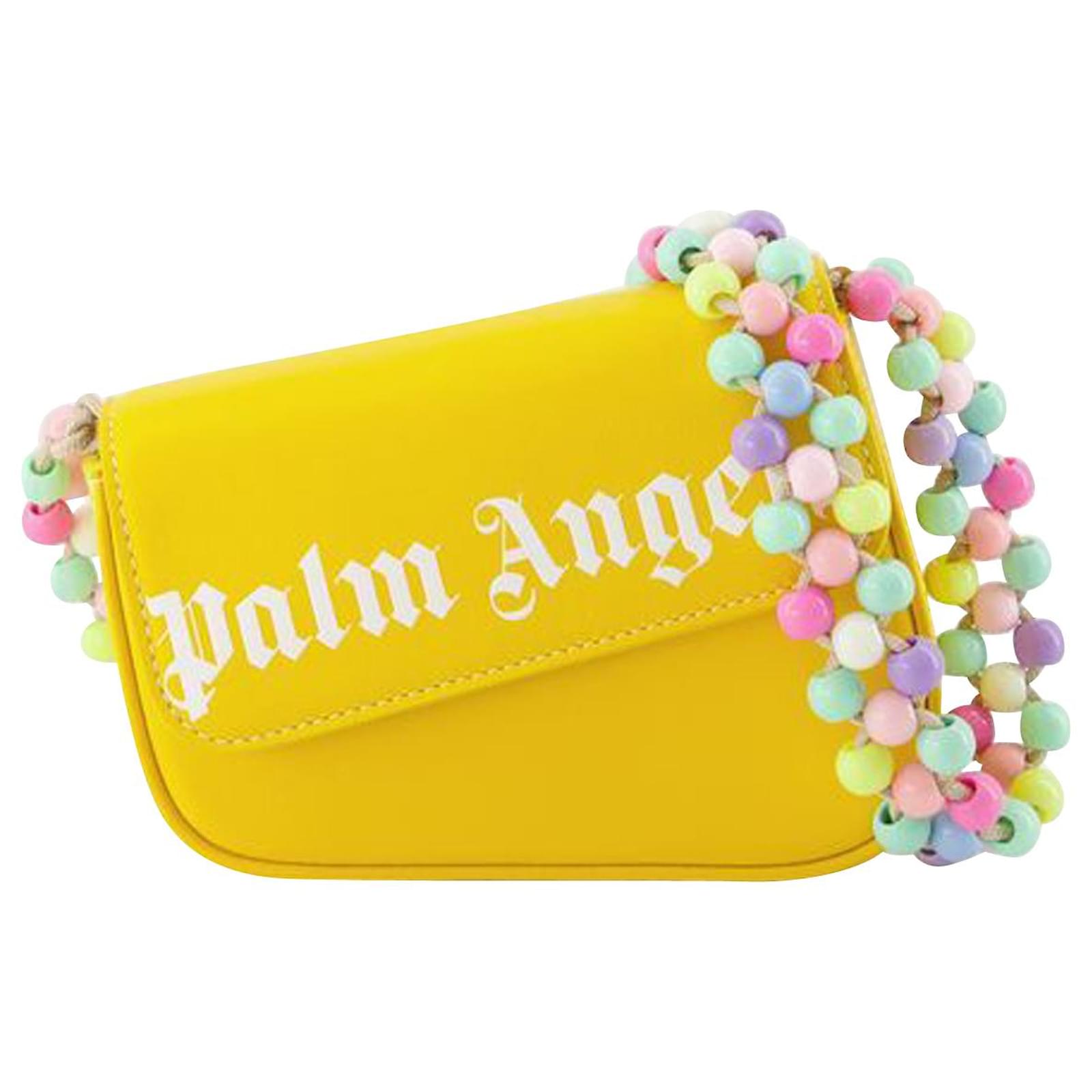 Beads Strap Crash Bag Pm Handbag - Palm Angels - Yellow - Leather ref ...
