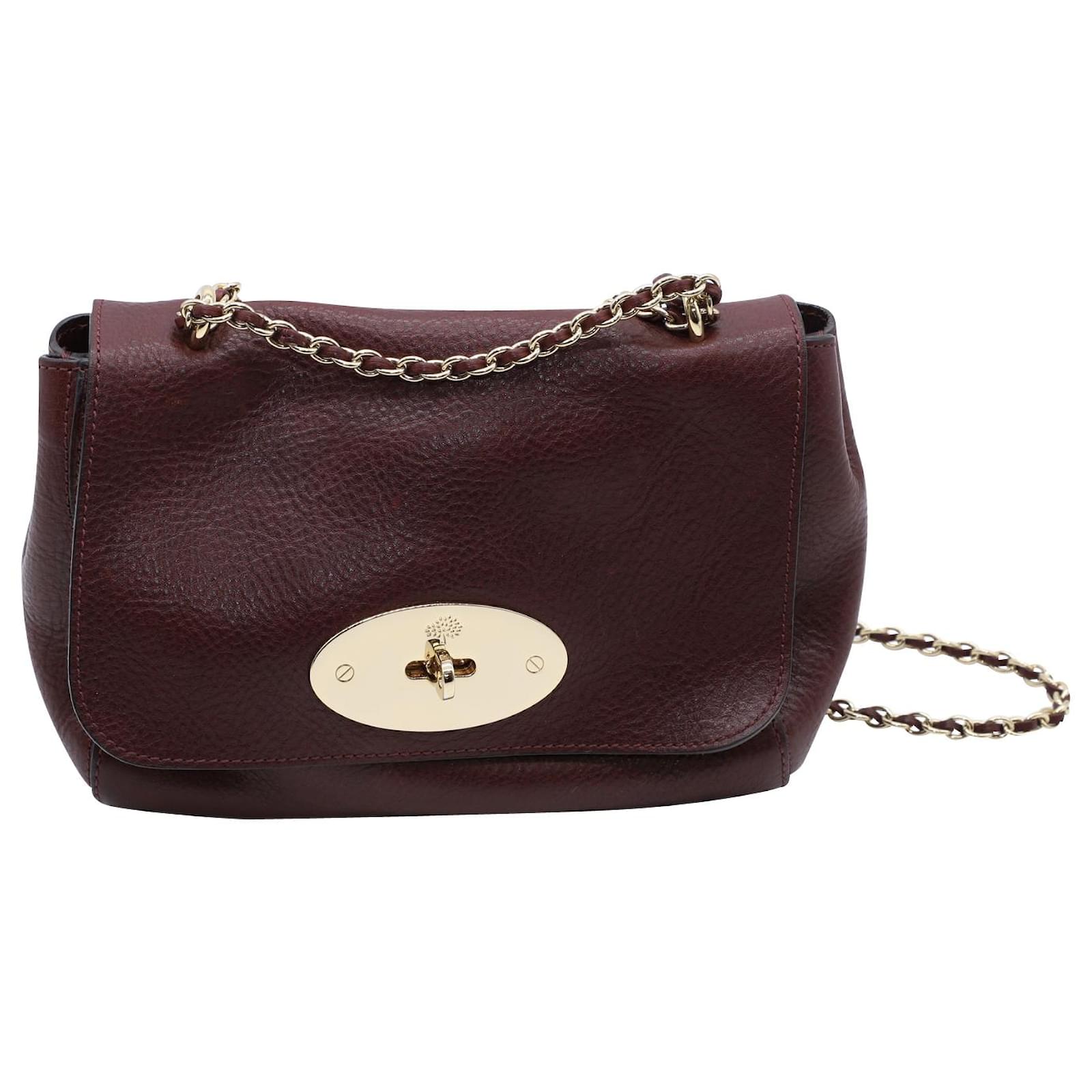 Mulberry Lily Shoulder Bag in Oxblood Burgundy Leather Dark red ref ...