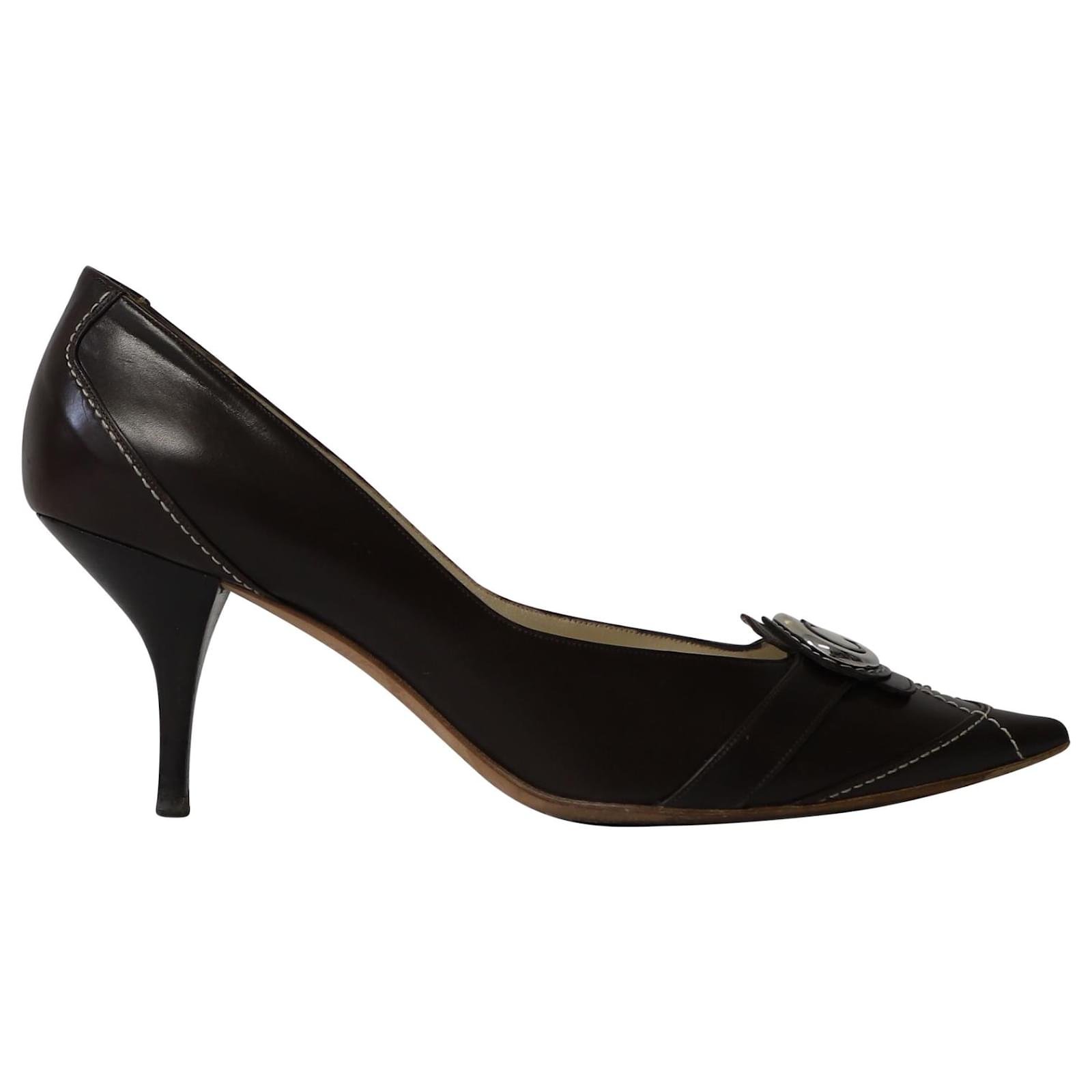 Christian Dior CD Logo Pumps in Brown Leather ref.846299 - Joli Closet