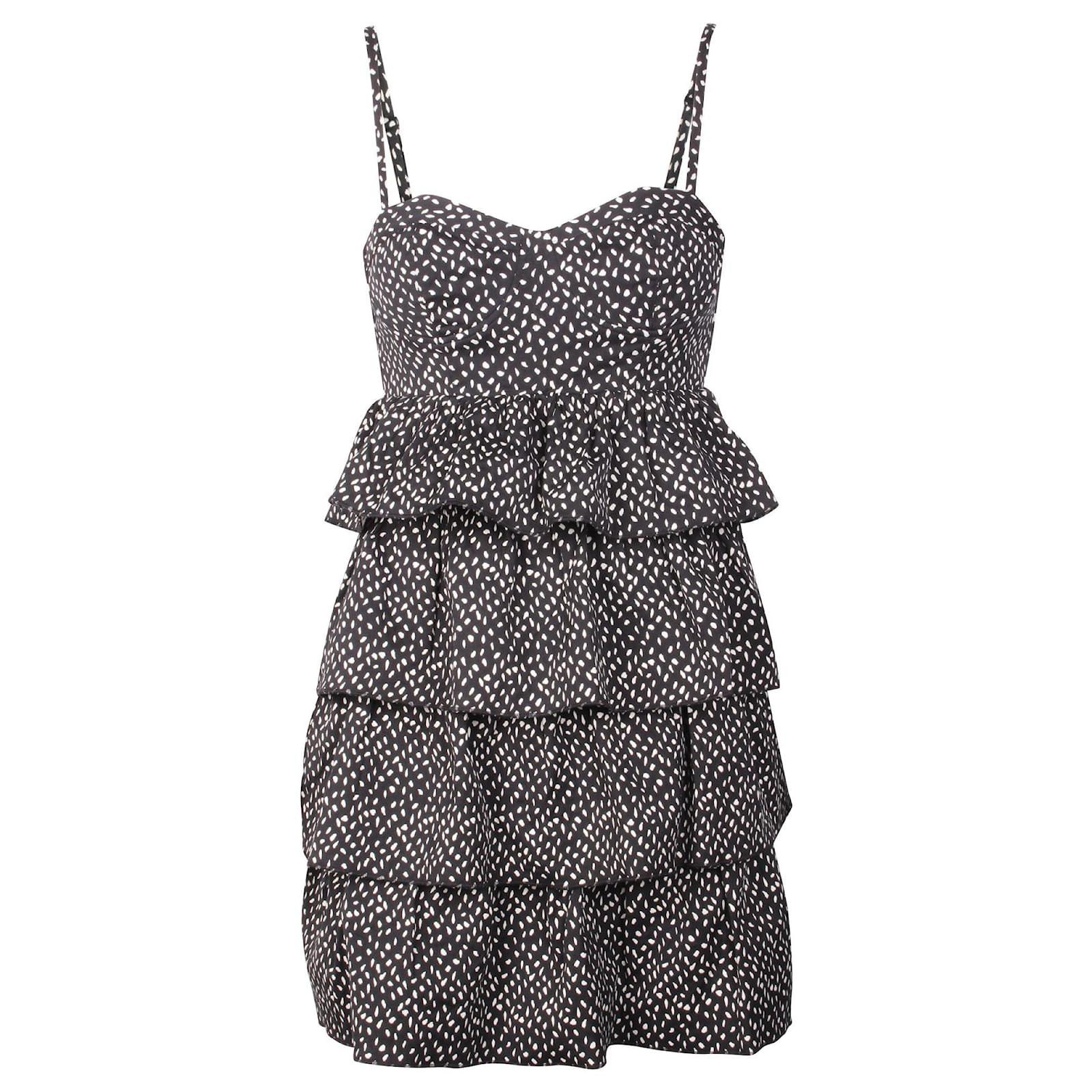 Alice + Olivia Black And White Flounces Mini Dress ref.846407 - Joli Closet