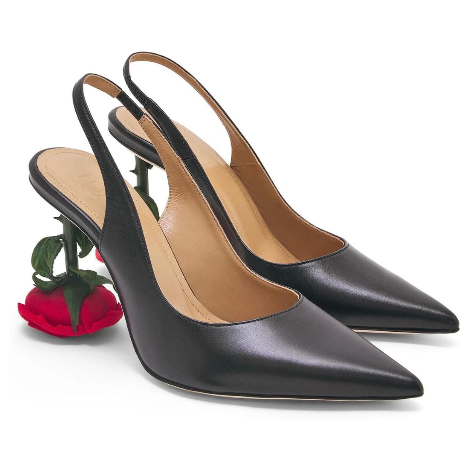loewe new pink heels Black Leather ref.848920 - Joli Closet