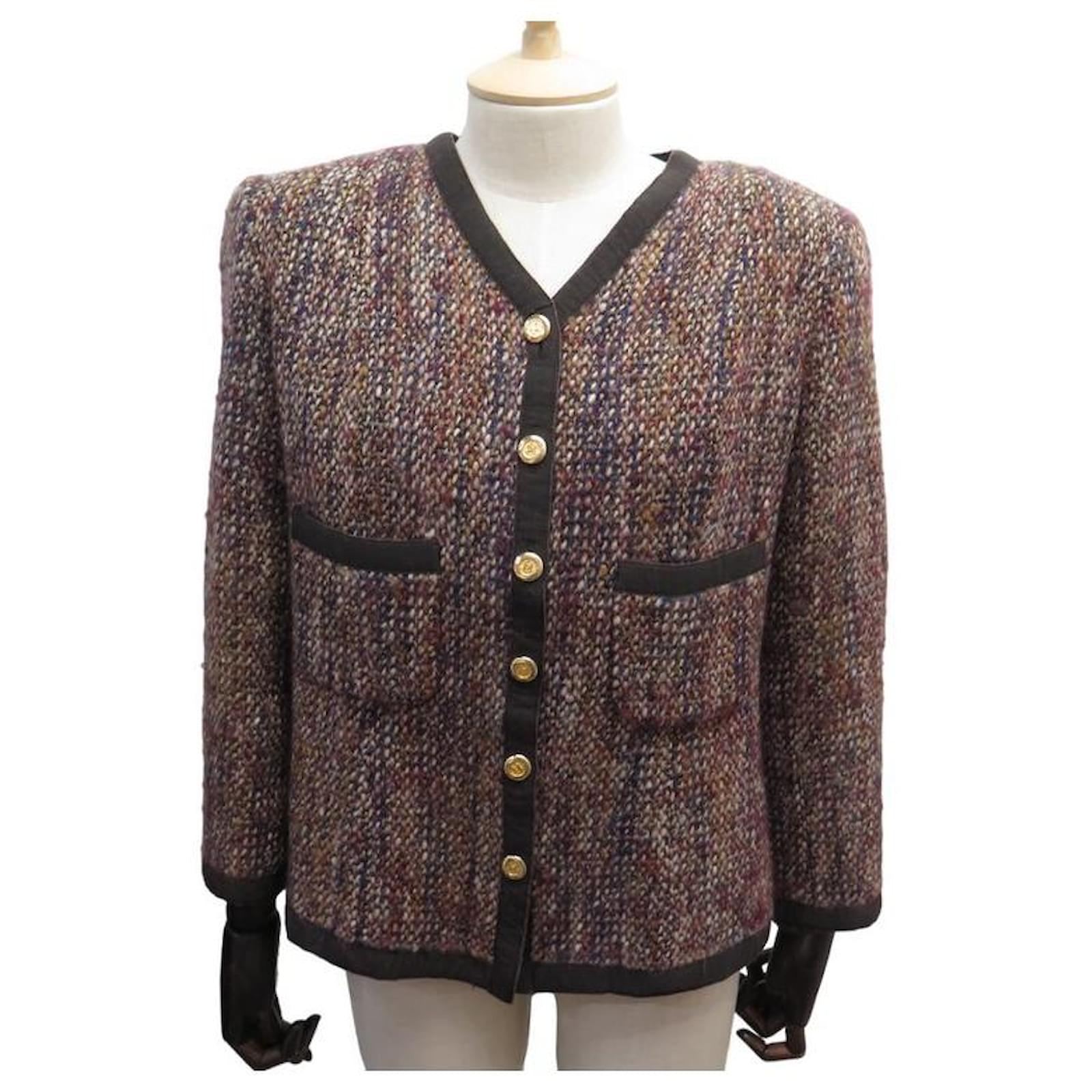 CHANEL CARDIGAN JACKET IN KNITTED WOOL M 38 CC JACKET LOGO BUTTONS ...