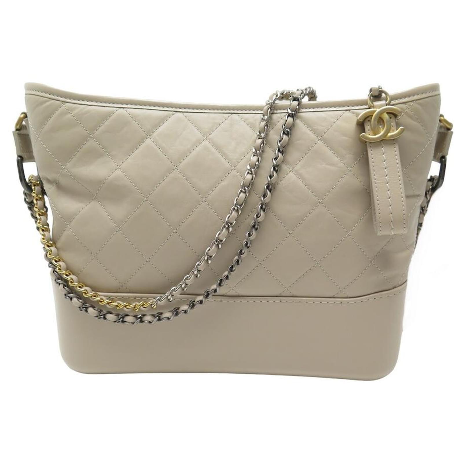 NEUF SAC A MAIN CHANEL GABRIELLE GM CUIR MATELASSE BEIGE BANDOULIERE ...