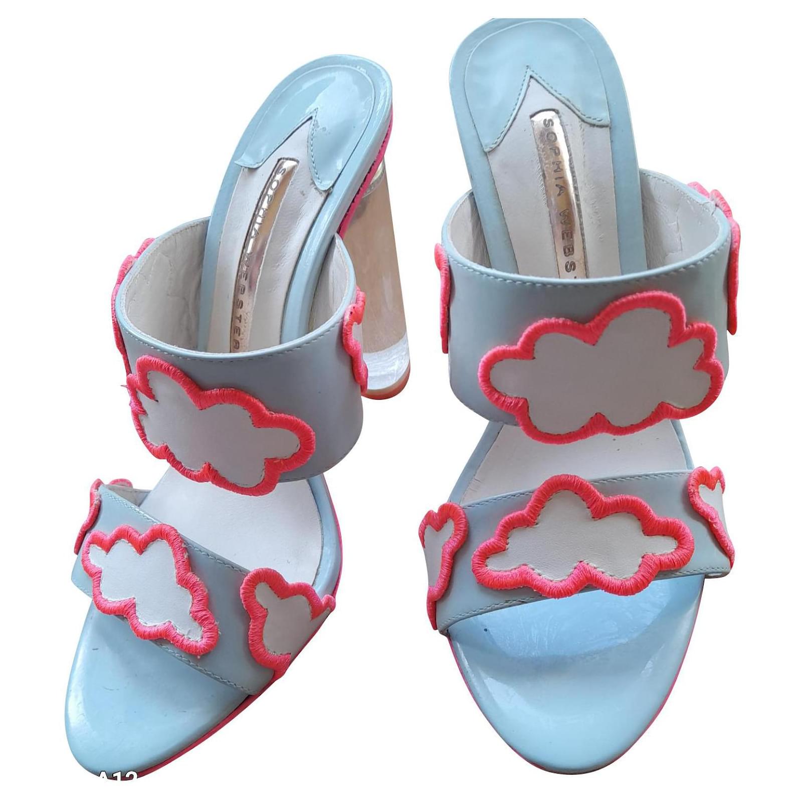 Sophia webster Heels Coral Light blue Fur Acetate ref.850649 - Joli Closet