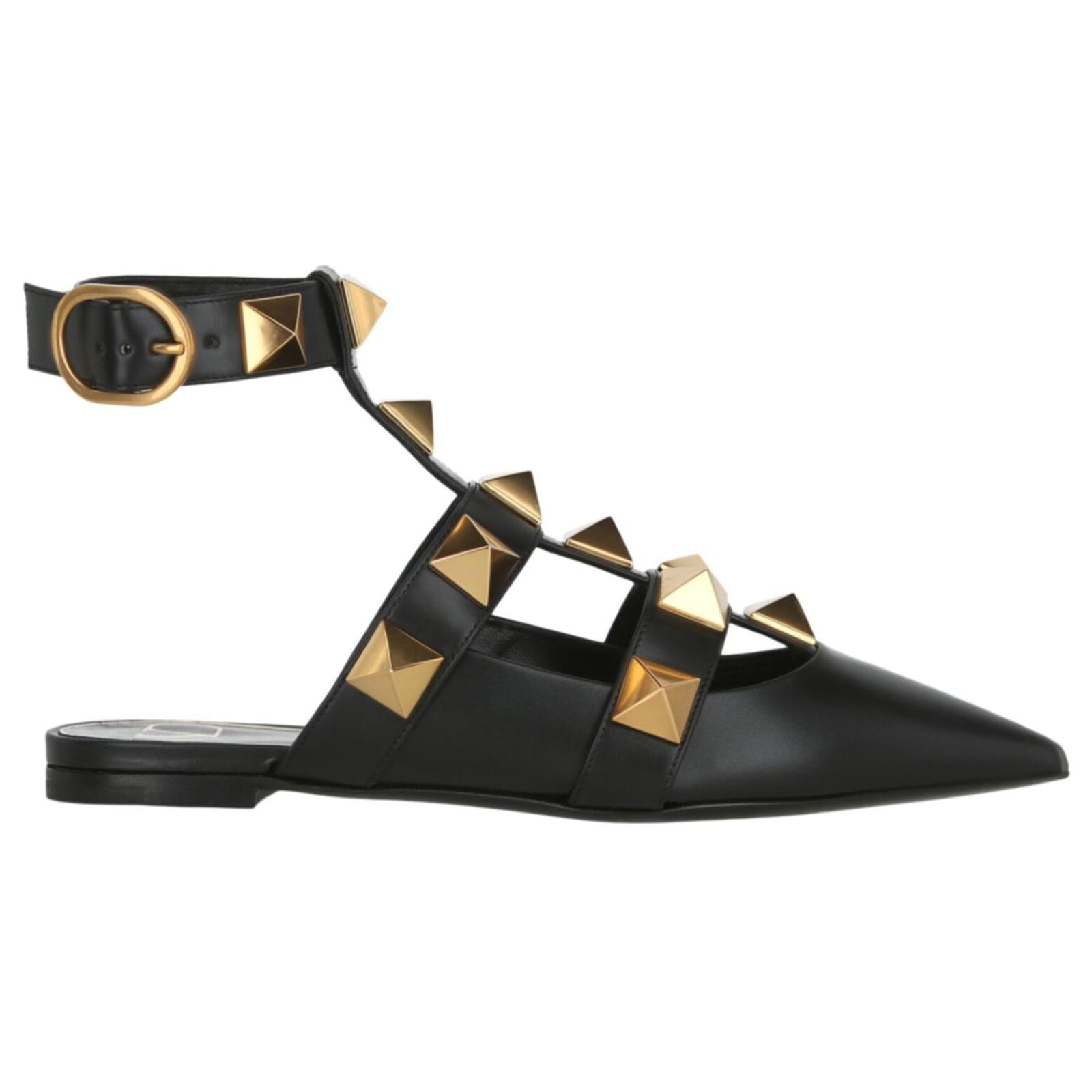 Valentino Garavani Valentino Roman Stud Ballerina Shoe Black ref.851573 ...
