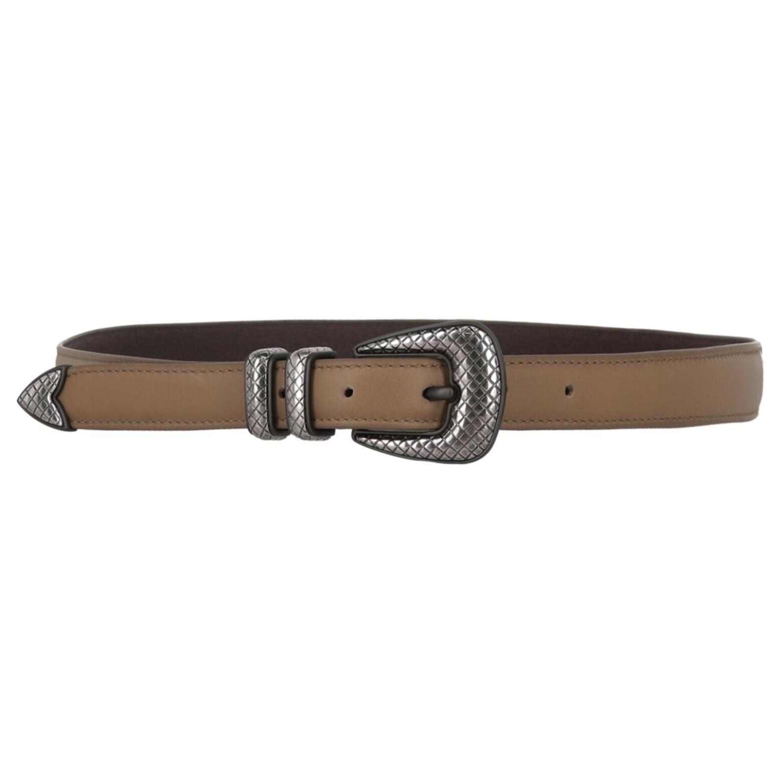 Bottega Veneta Carved Metal Tip Belt Yellow Leather ref.851591 - Joli ...