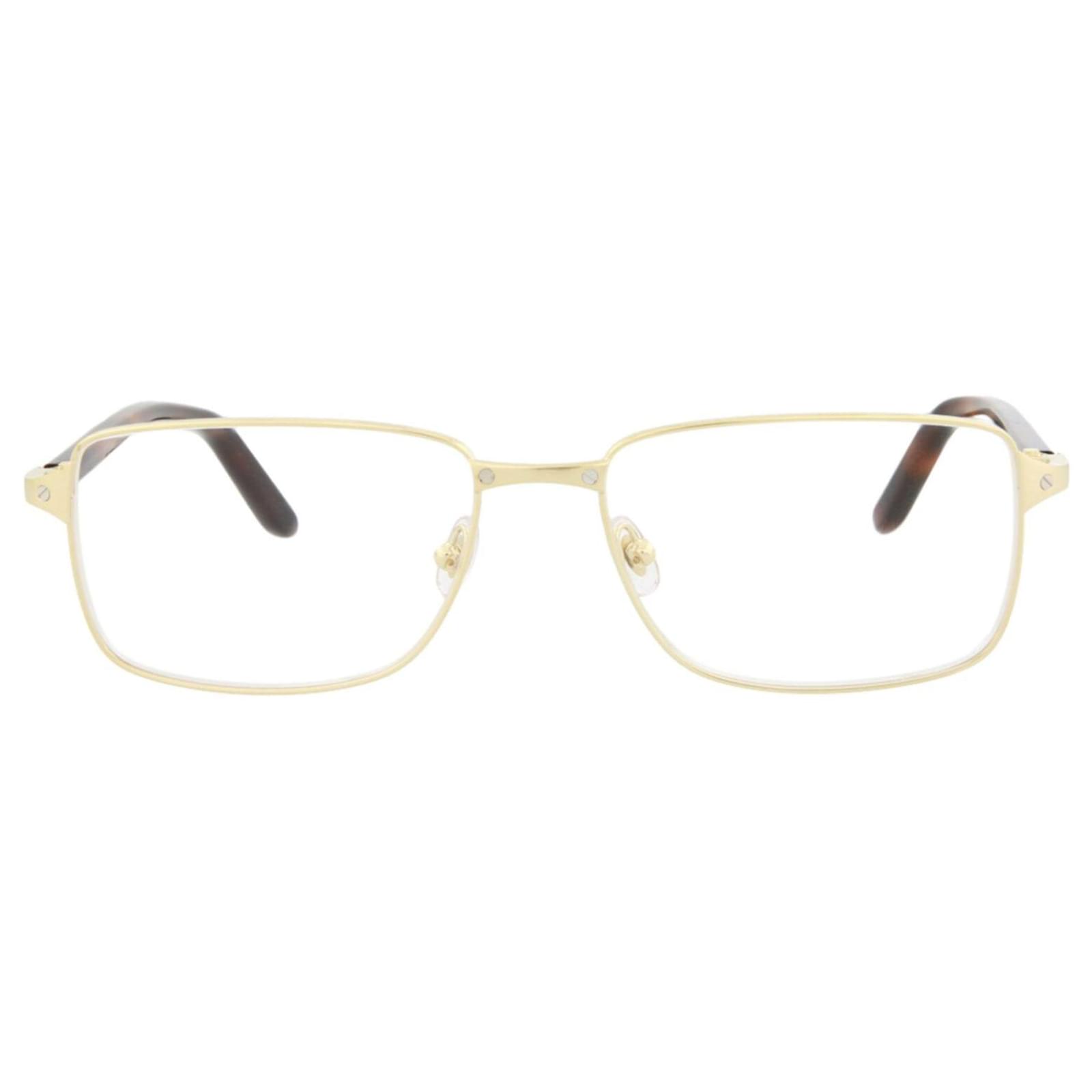 Cartier Square-Frame Metal Optical Frames Golden Metallic ref.851675 ...