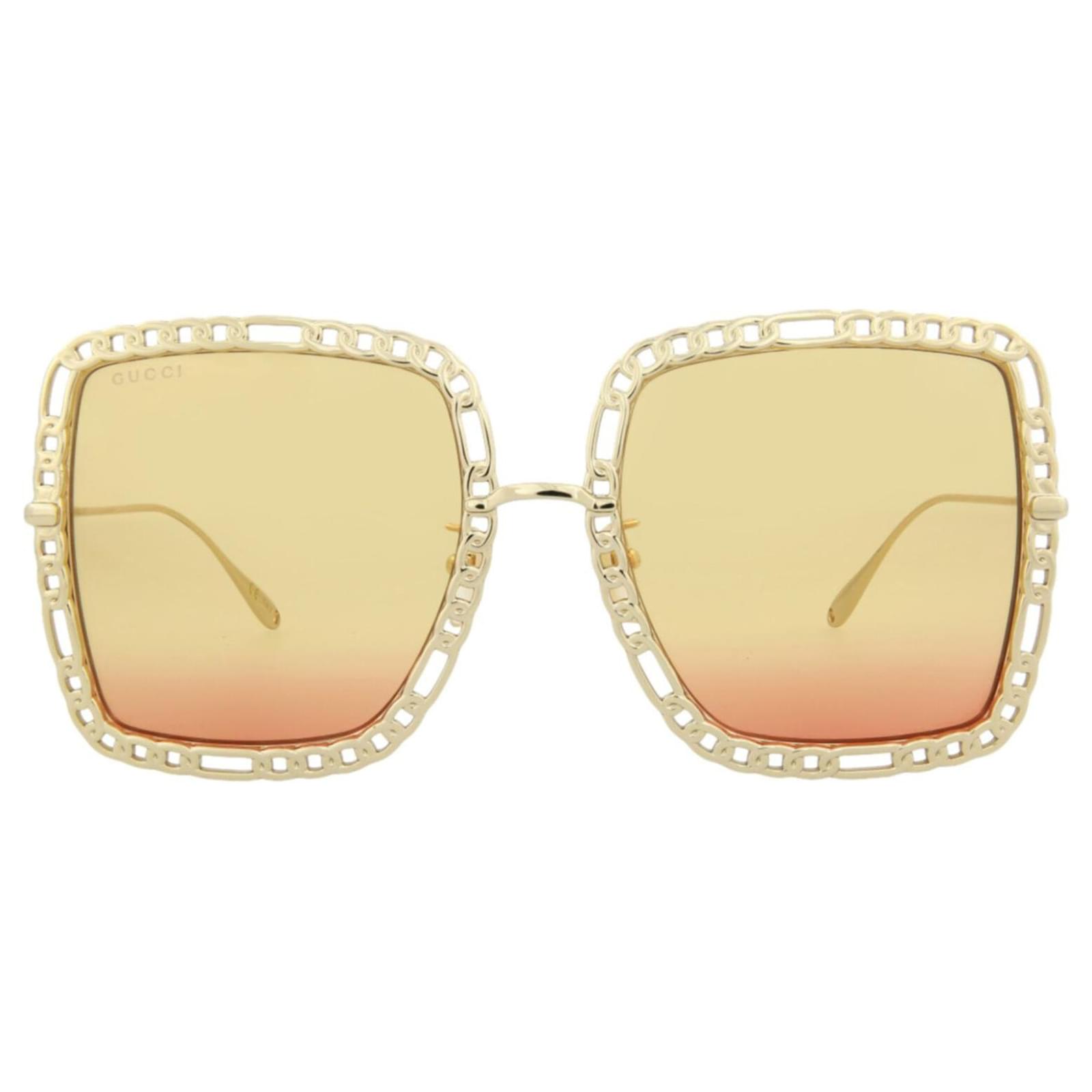 Gucci Square-Metal Frame Sunglasses Golden Metallic ref.851910 - Joli ...