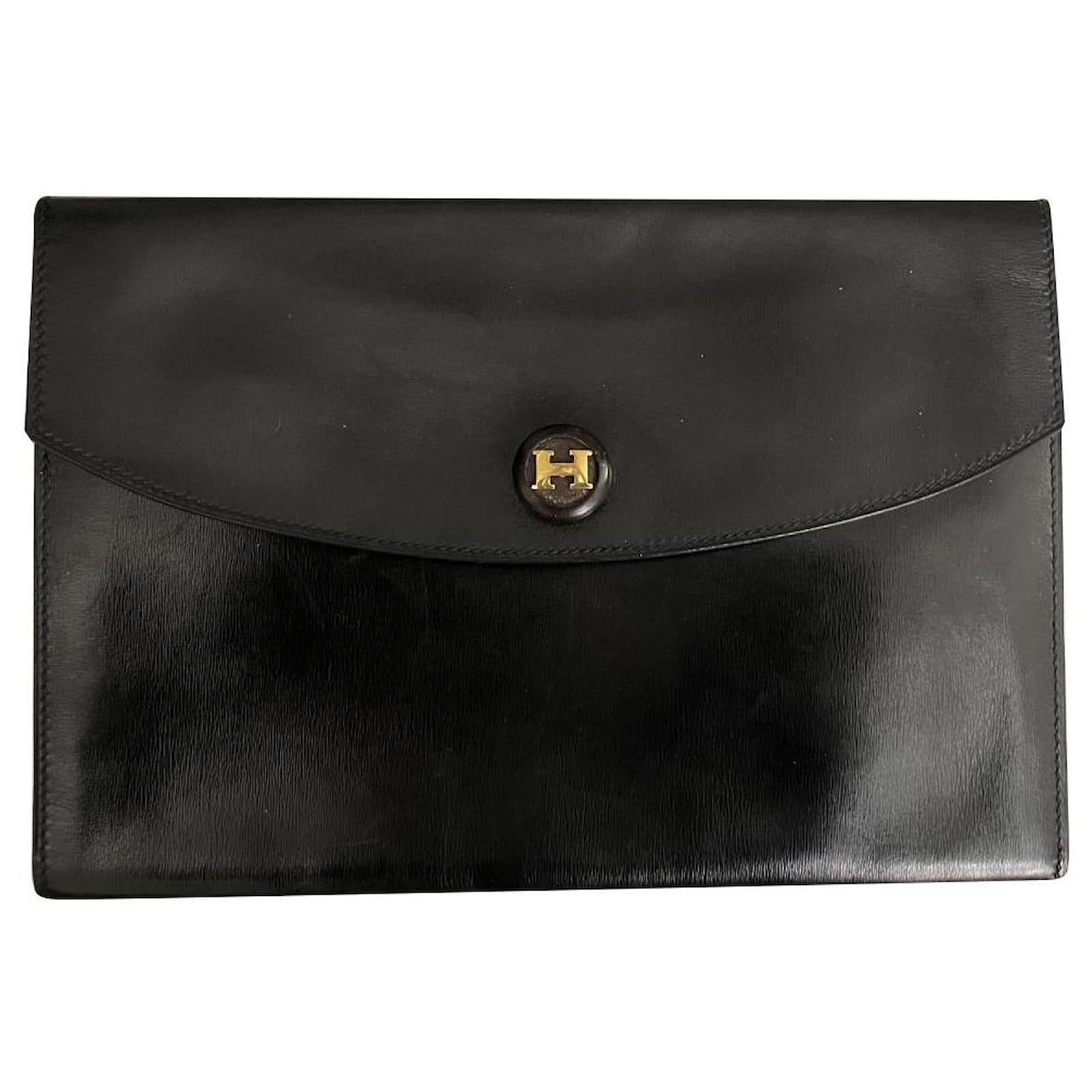 Hermès Rio Hermes clutch Black Leather Lambskin ref.854381 - Joli Closet