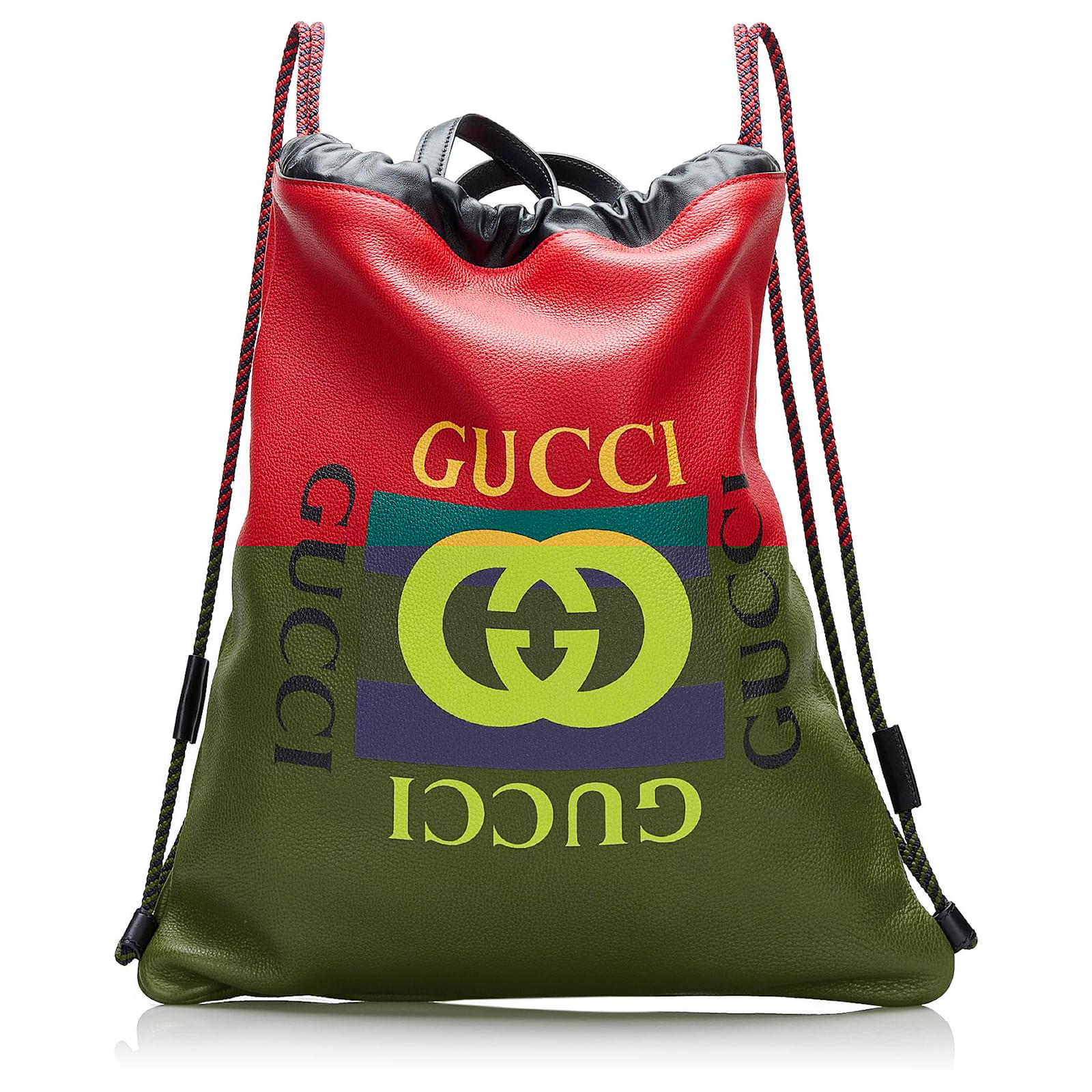 Gucci Red Gucci Logo Backpack Leather Pony-style calfskin ref.854673 ...