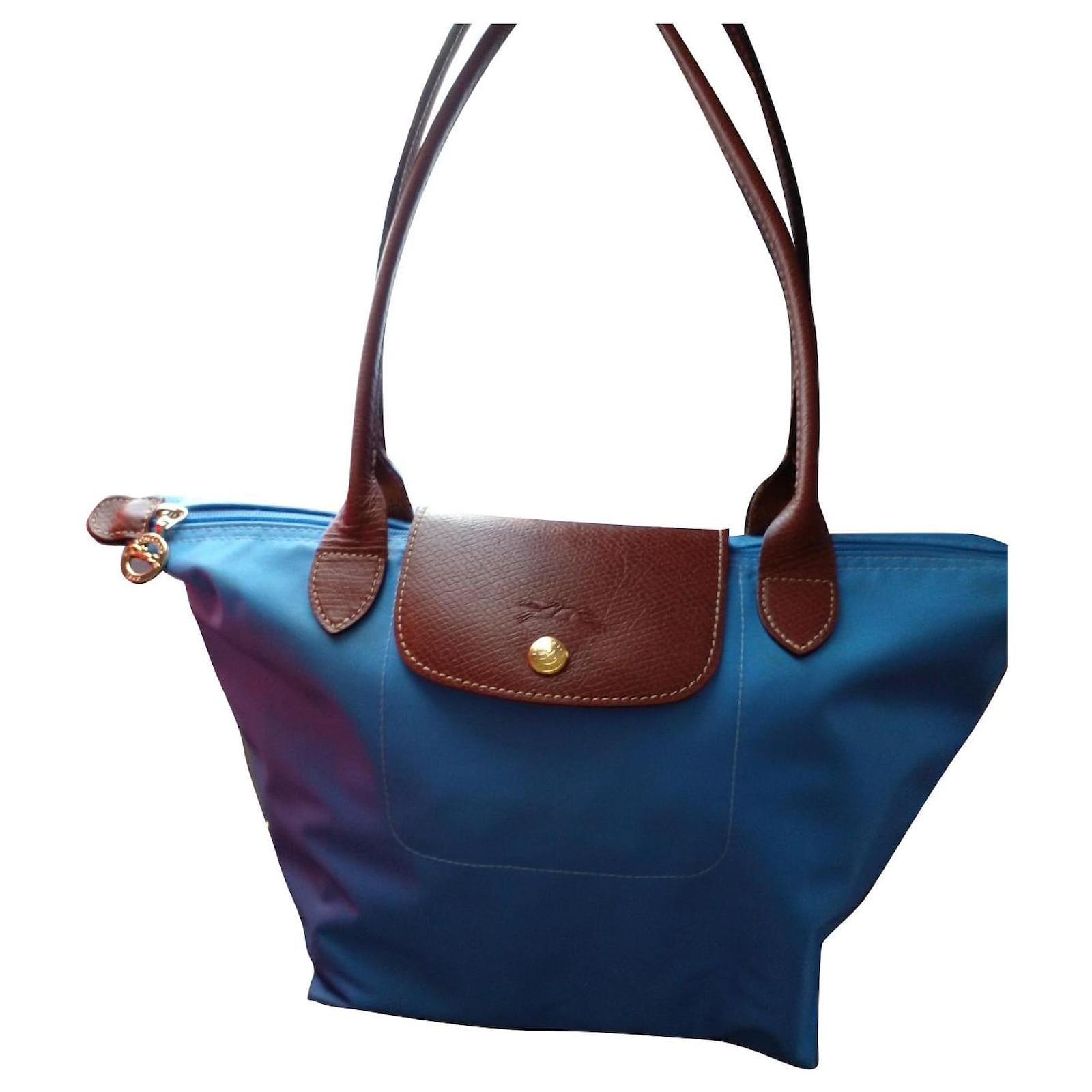 Pliage Longchamp folding Light blue Leather Cloth ref.854694 - Joli Closet