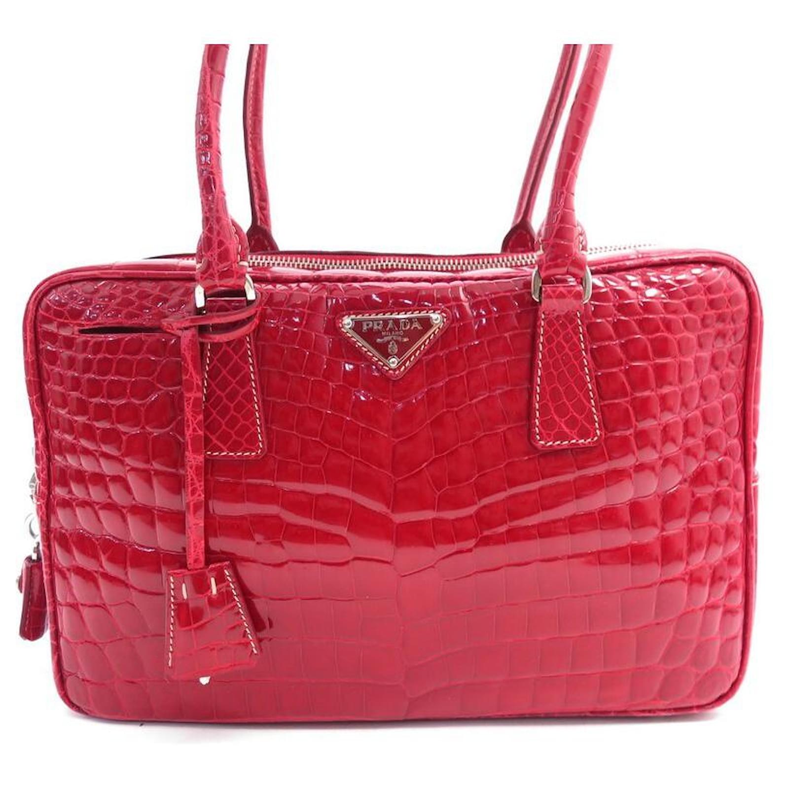 NEUE PRADA SCARLATTO BL HANDTASCHE0095 ROTE TASCHE ROTES KROKODIL-LEDER ...