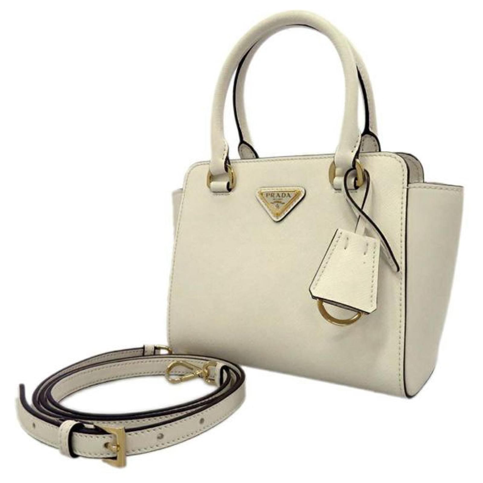Prada White Mini Saffiano Satchel Leather Pony-style calfskin ref ...