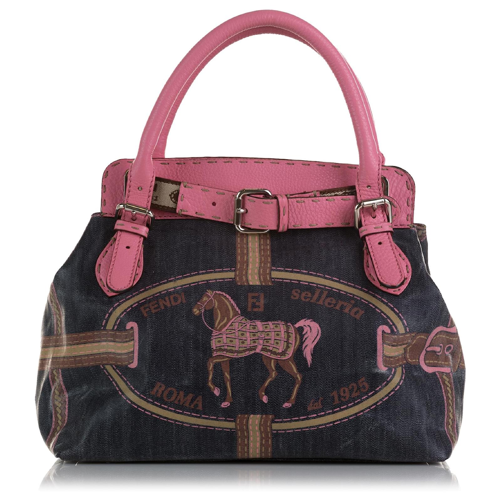 Fendi Blue Selleria Grand Borghese Leather Denim Pony-style calfskin ...