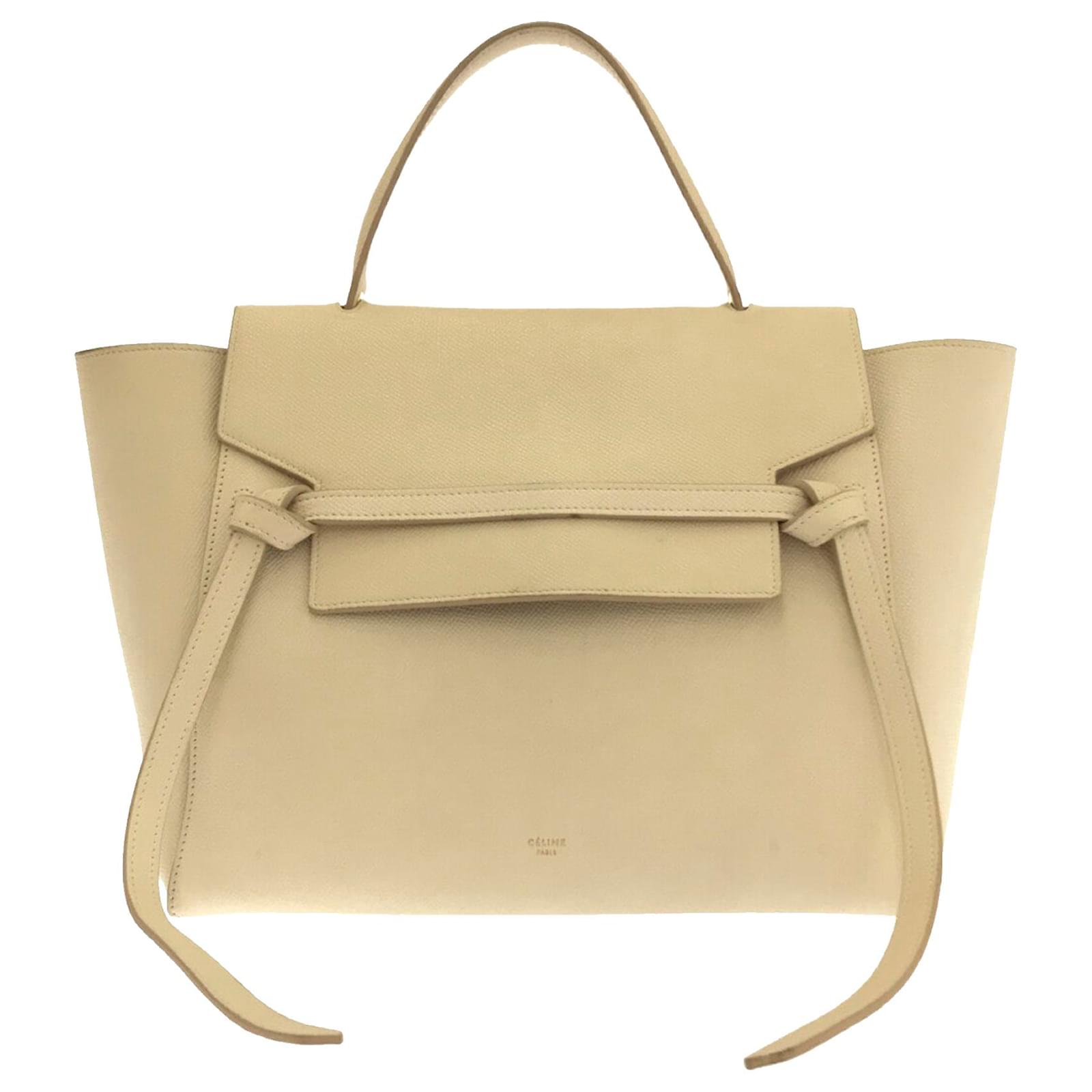 Céline Celine Brown Mini Belt Satchel Beige Leather Pony-style calfskin ...