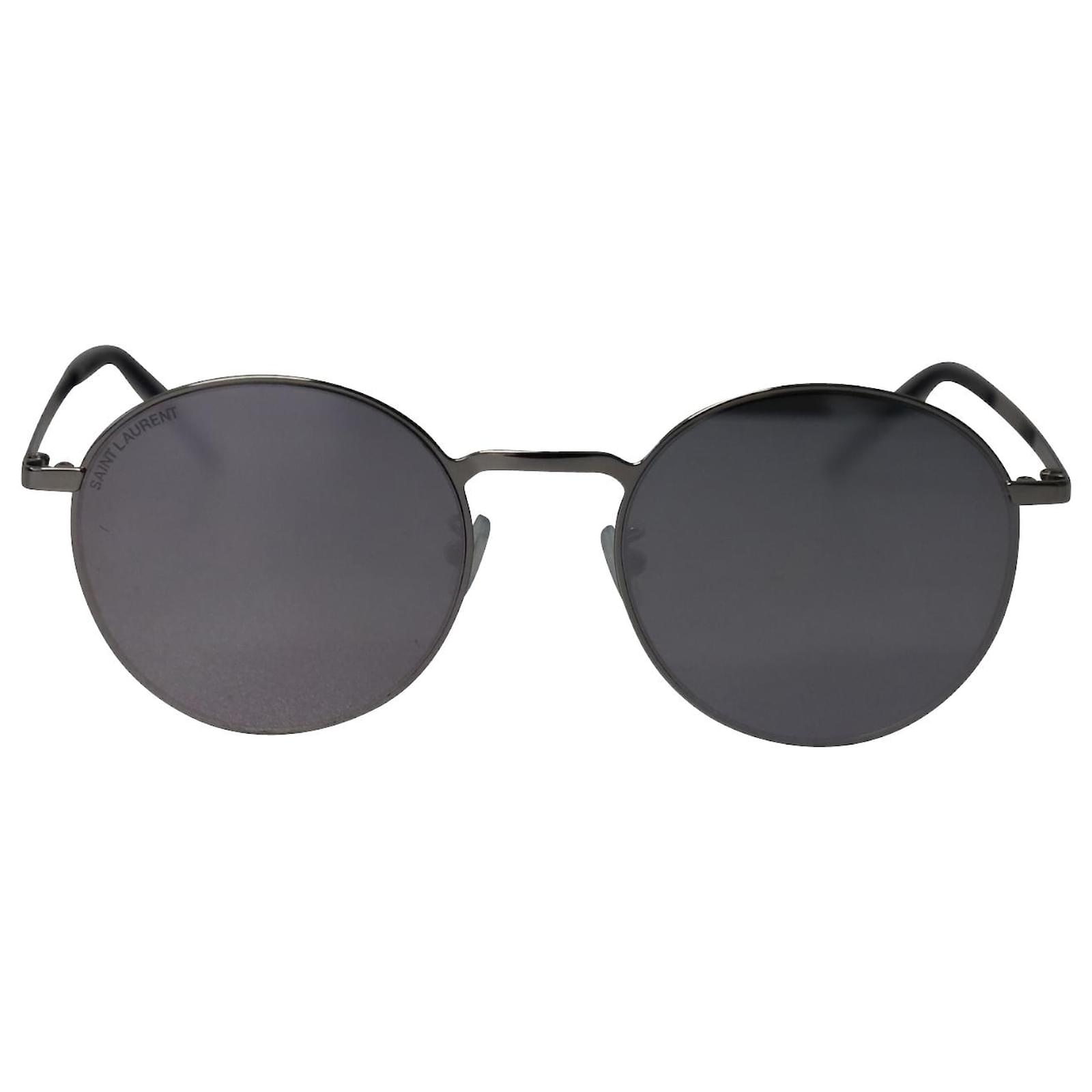 SAINT LAURENT SL 250 Round Sunglasses in Silver Metal Silvery Metallic ...