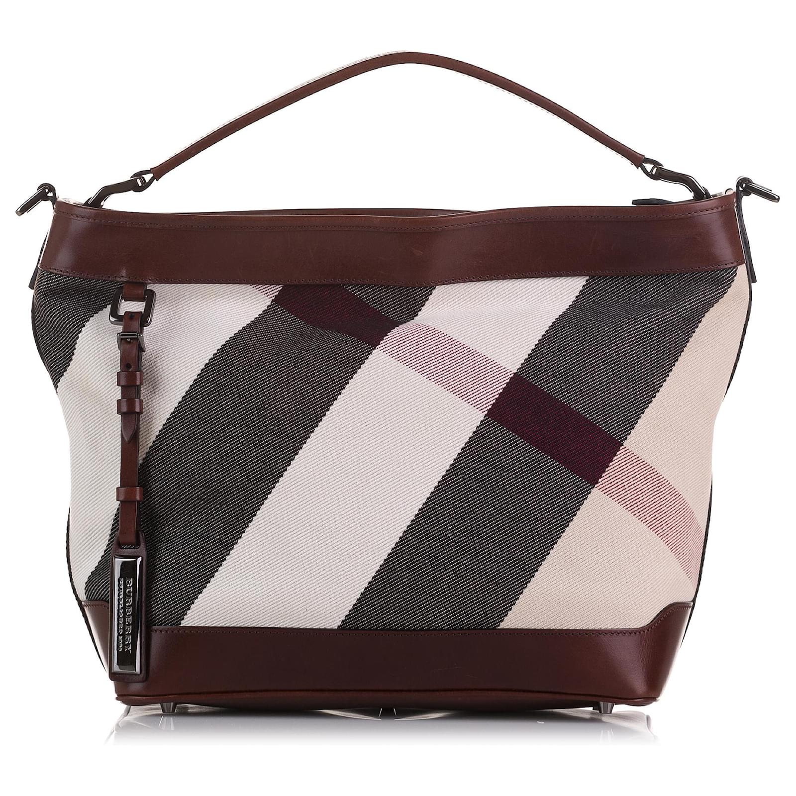 Burberry Brown Mega Check Satchel Multiple colors Beige Leather Cloth ...