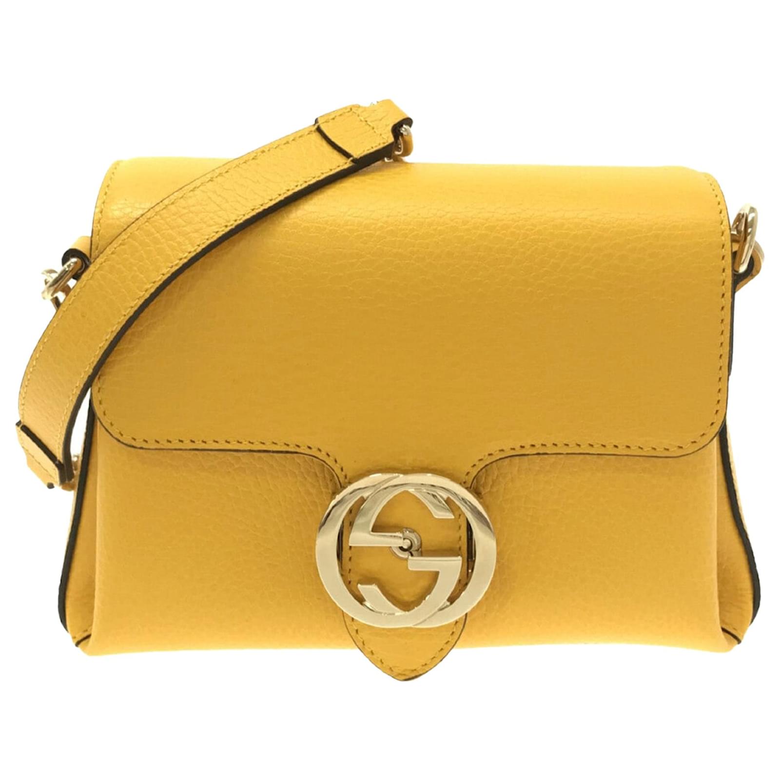 Gucci Yellow Small Dollar Interlocking Leather Pony-style calfskin ref ...