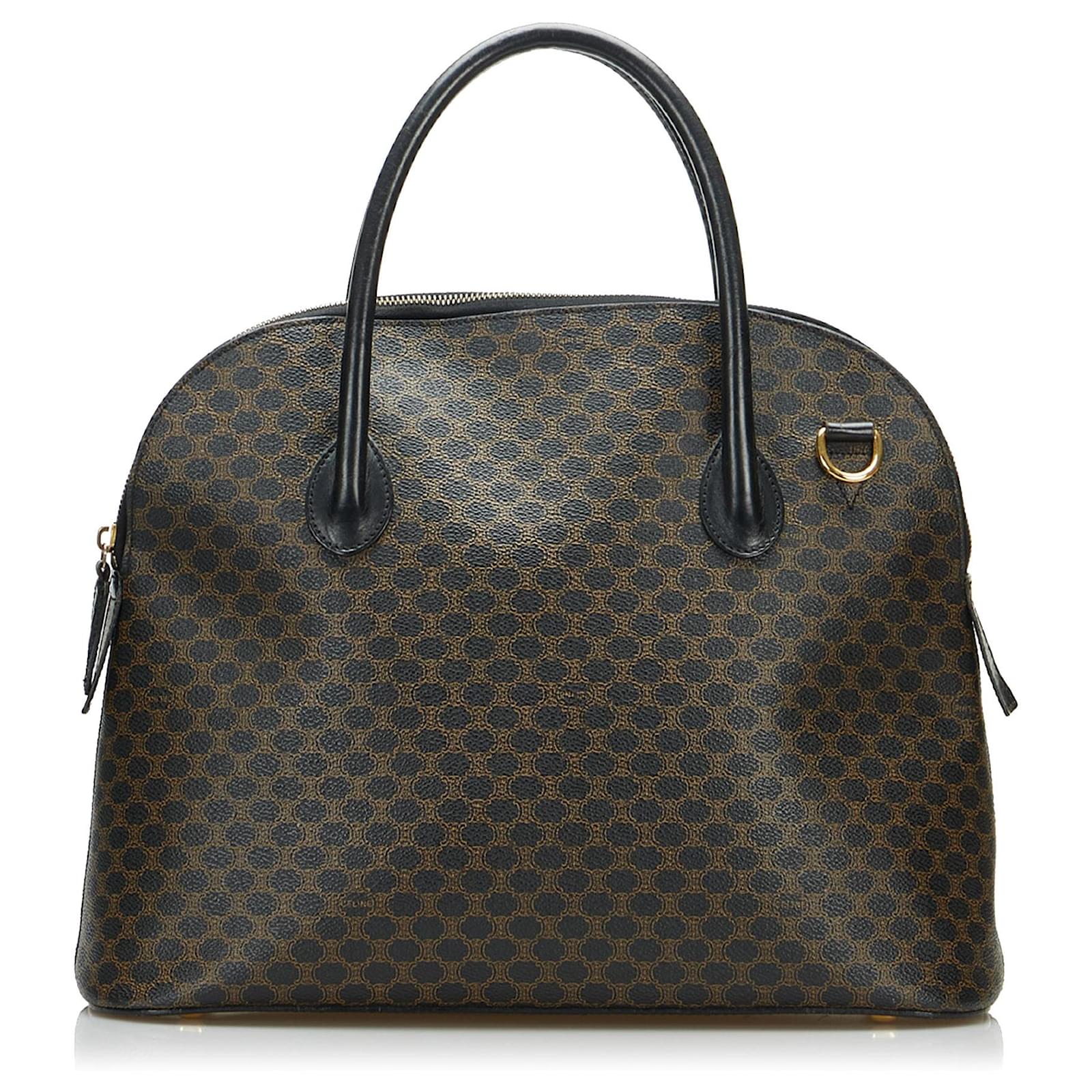 Céline Celine Brown Macadam Dome Handbag Dark brown Cloth Cloth ref ...