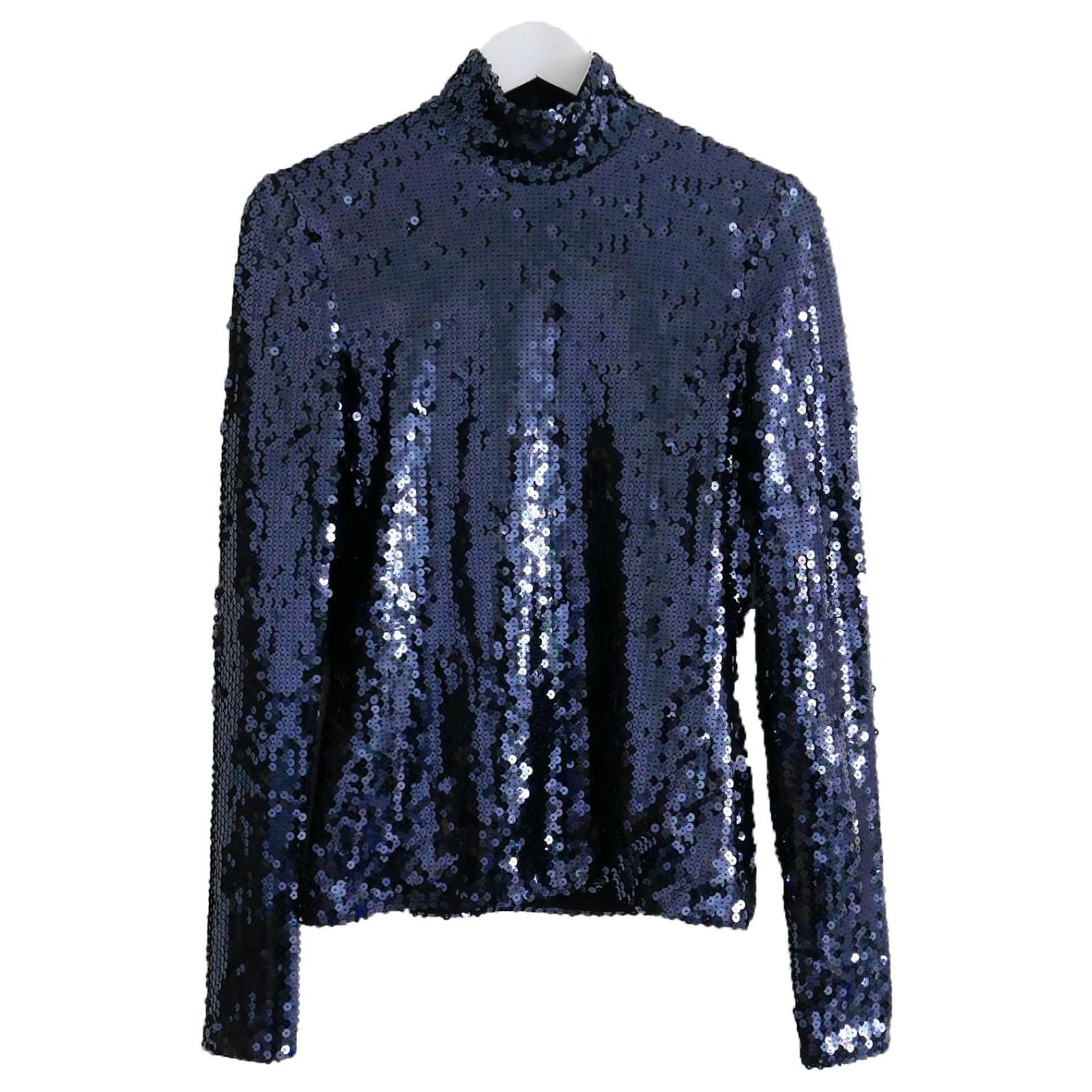 Dior Pre-Fall 2015 Sequin High Neck Top Navy blue Polyamide ref.863636 ...