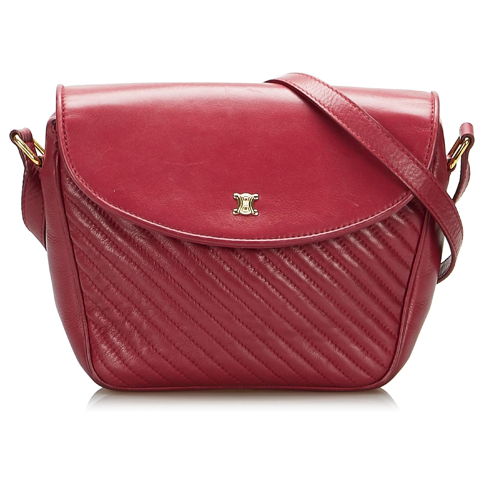 Céline Celine Red Triomphe Crossbody Leather Pony-style calfskin ref ...