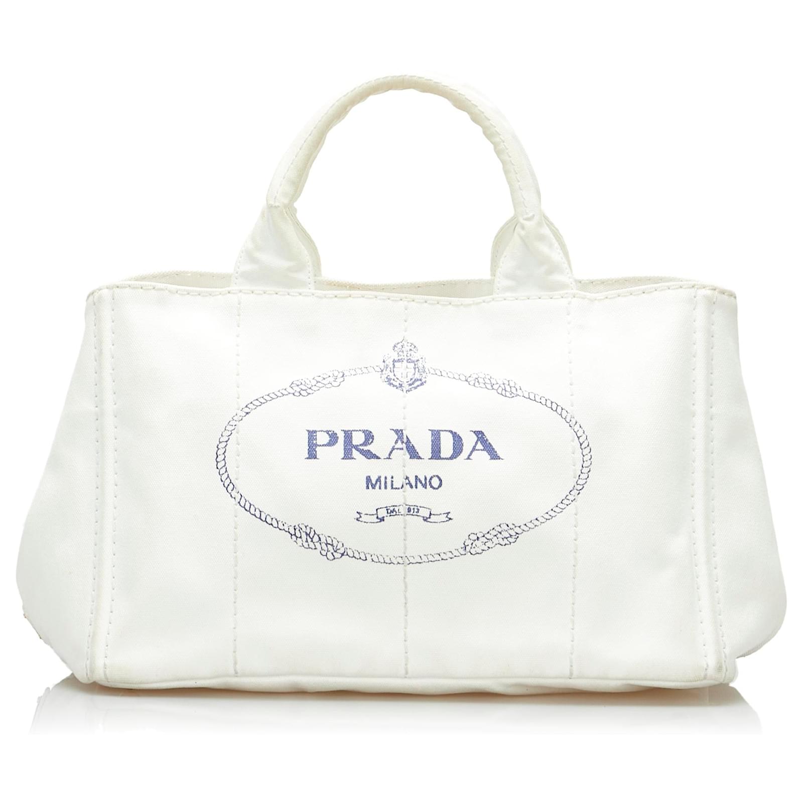 Prada White Canapa Logo Satchel Cloth Cloth ref.864355 - Joli Closet