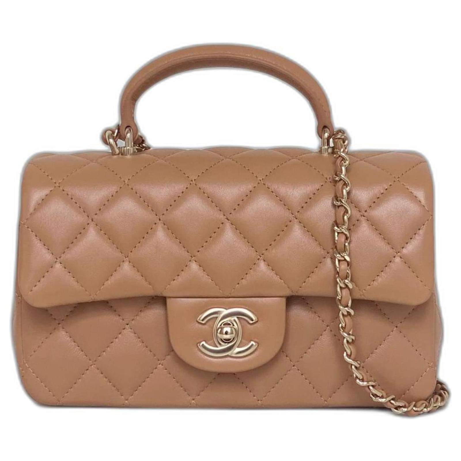Chanel mini top handle Caramel Leather ref.864702 - Joli Closet