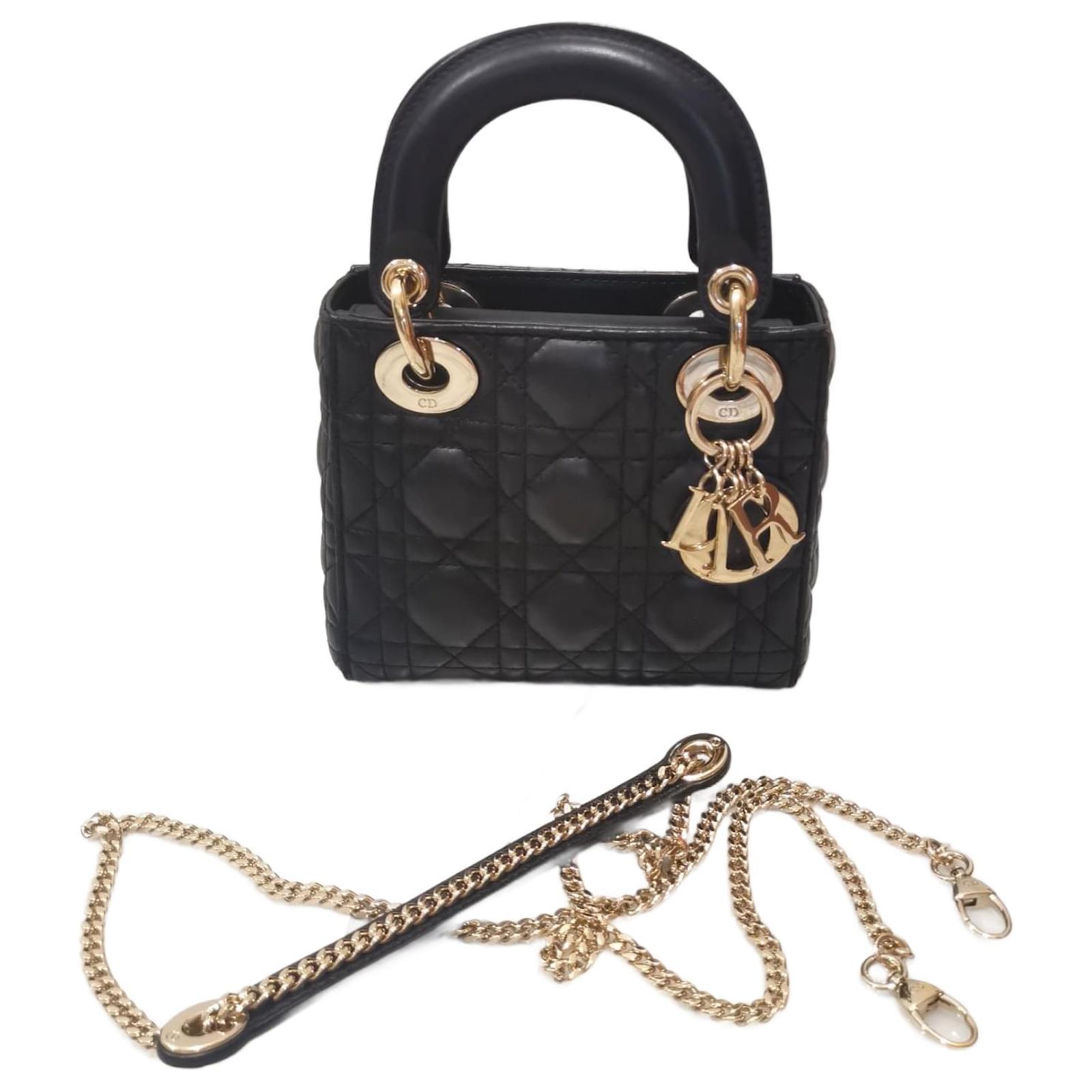 Christian Dior Mini Lady Dior Black Lambskin GHW Leather ref.865208 ...