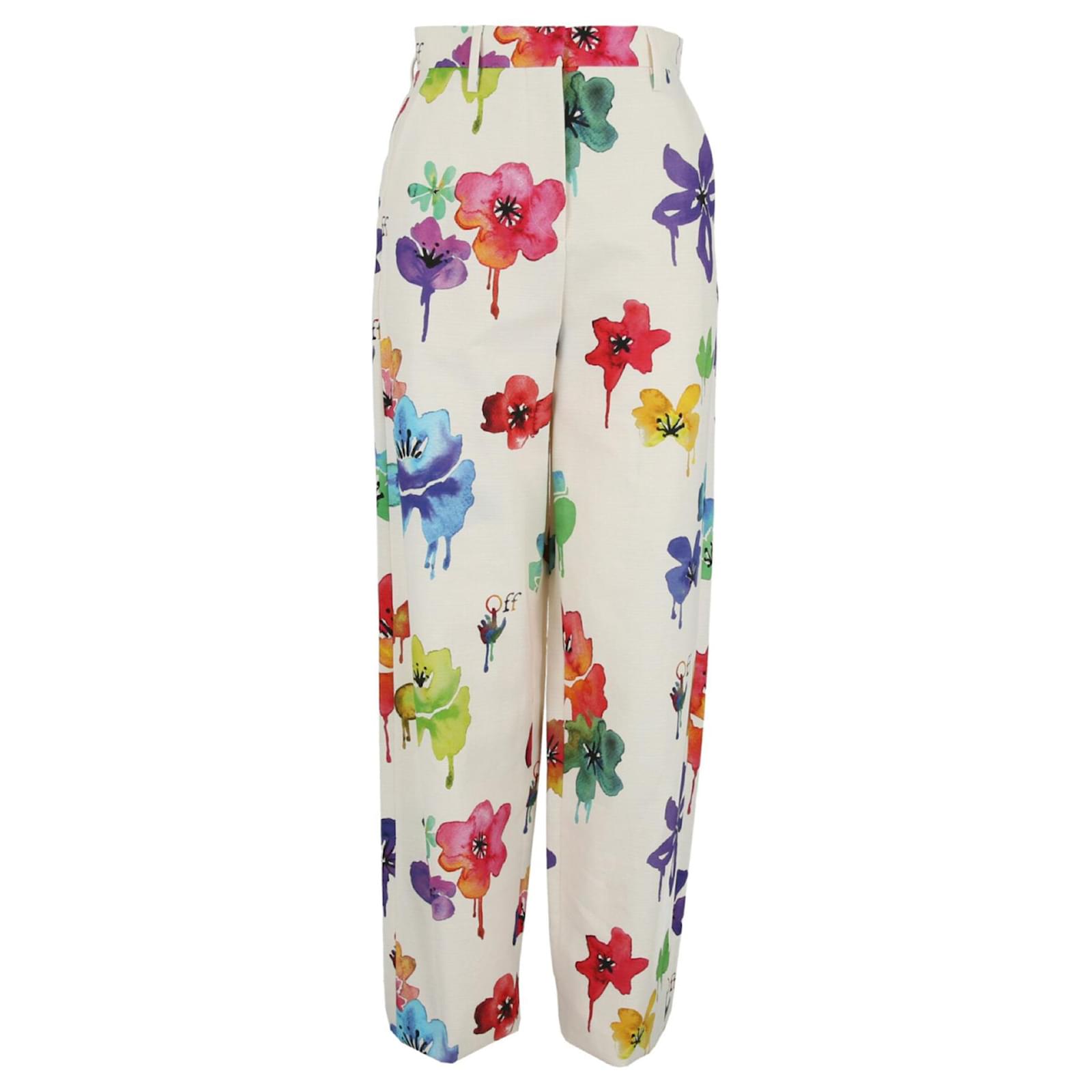 Off White Off-White Floral 90's Pants Beige ref.868589 - Joli Closet