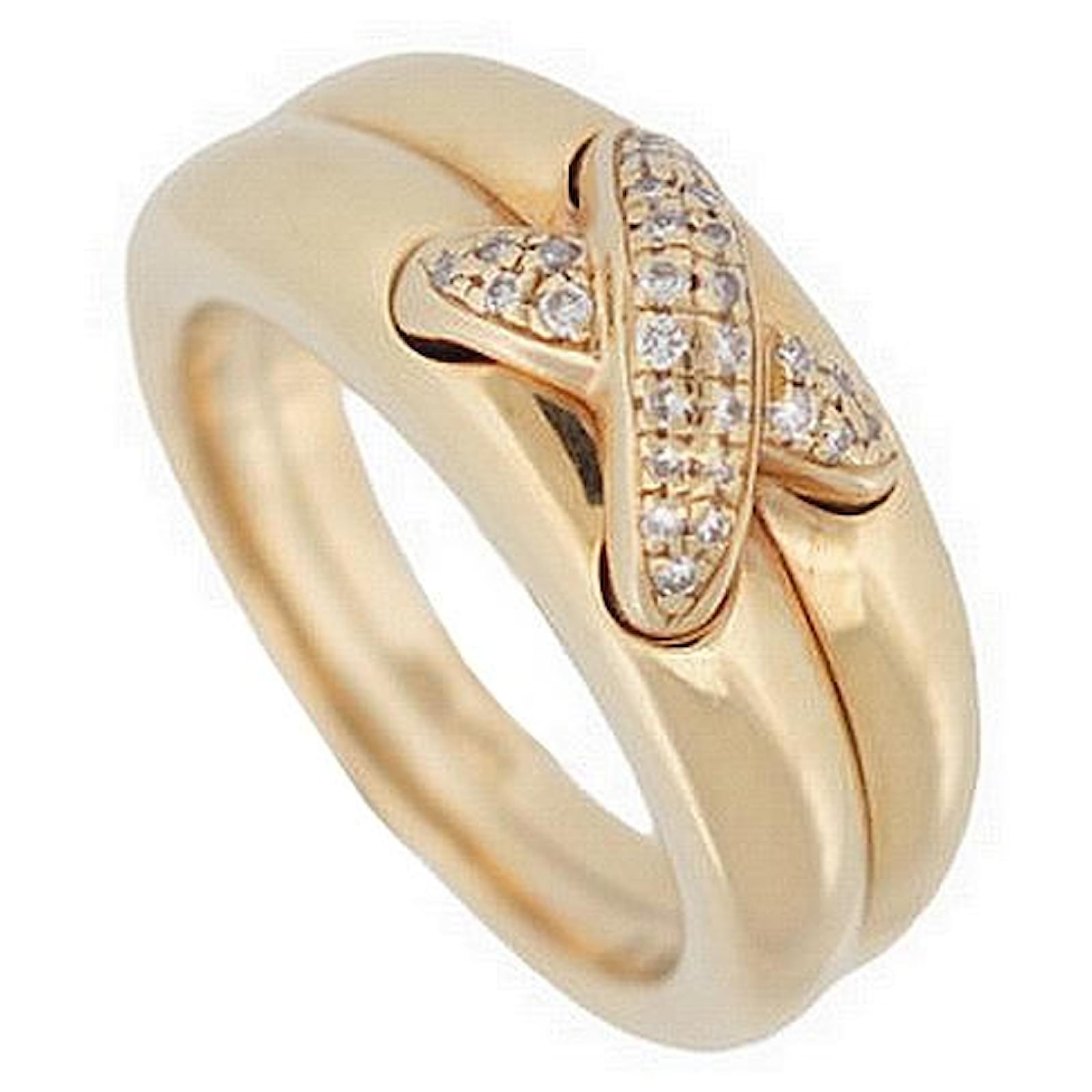 NEW CHAUMET RING CROSSED LINKS T53 yellow gold 18K DIAMONDS GOLD NEW ...